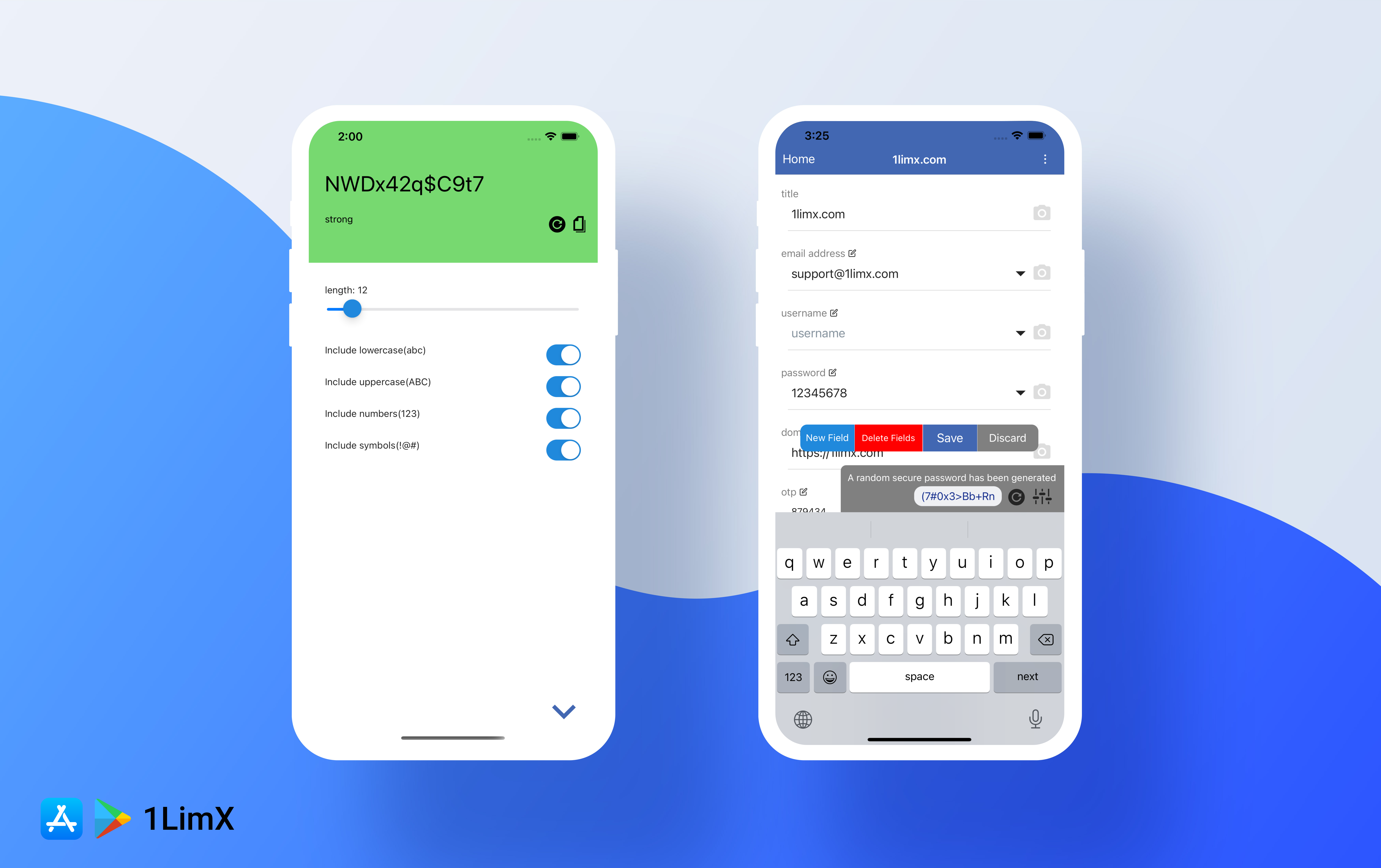 Mobile App UI - 1LimX Password Generator by Hayr Hotoca on Dribbble