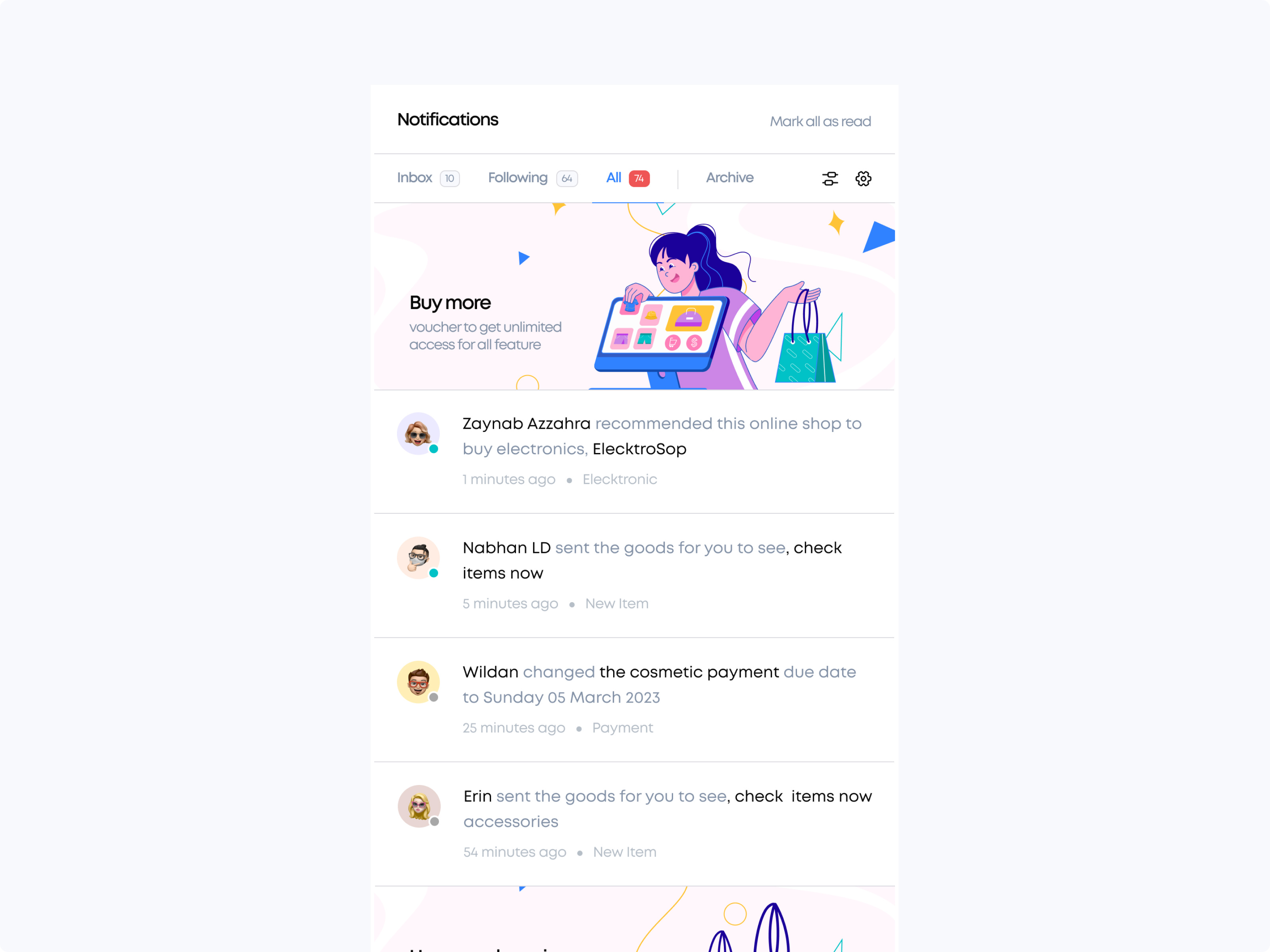 Ecommerce - Notifications by Norch Team for Norch Studio on Dribbble