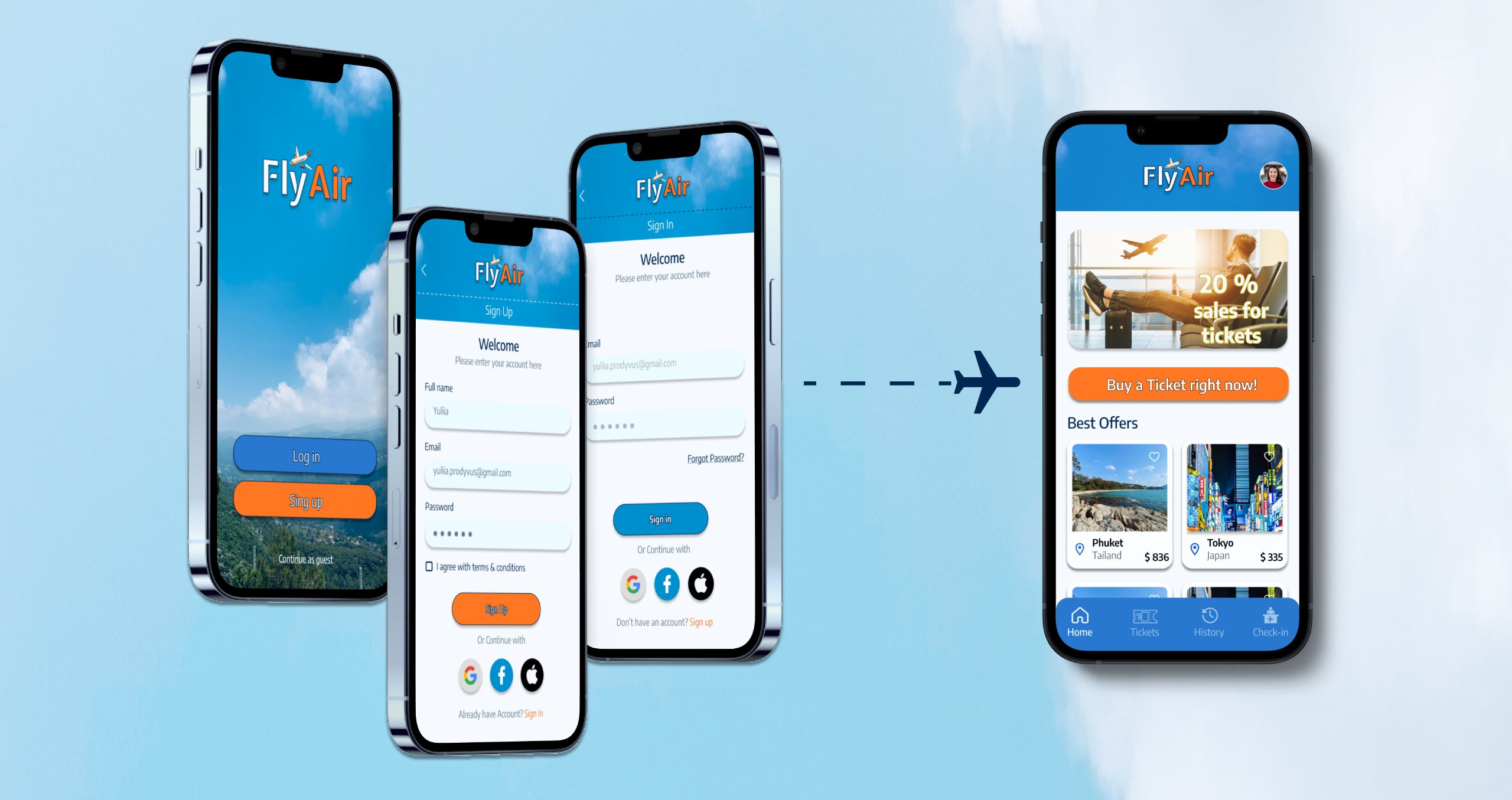 Mobile App for airline/ Figma/ Procreate by Julia on Dribbble