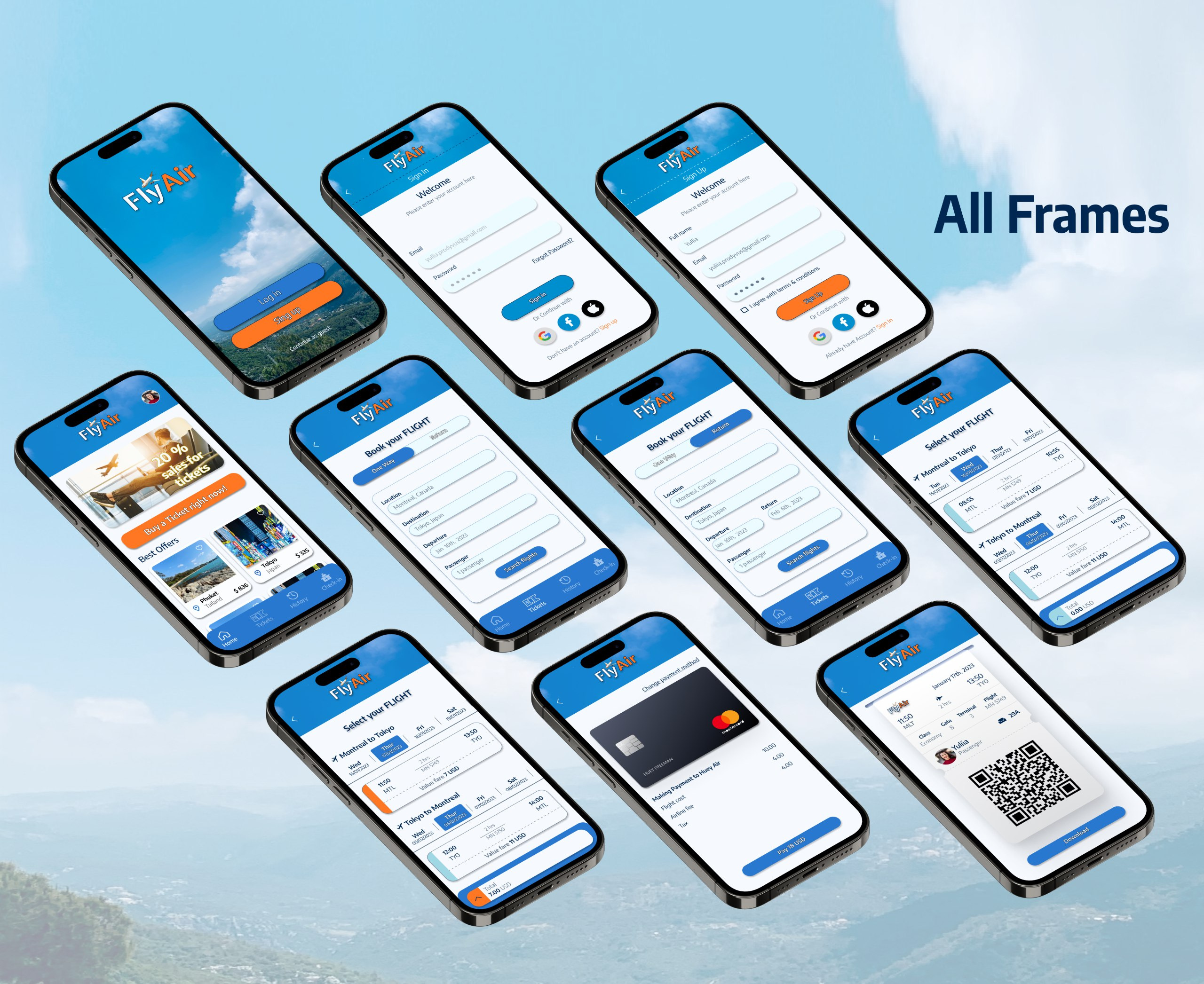 Mobile App for airline/ Figma/ Procreate by Julia on Dribbble