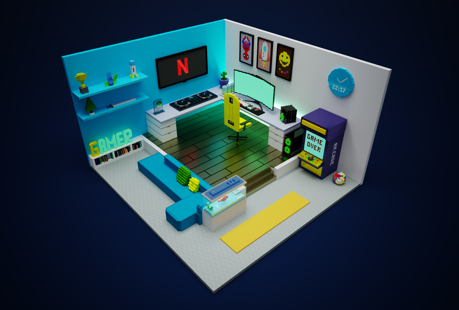 MagicaVoxel - Gamer Room by Mertcan Kibar on Dribbble