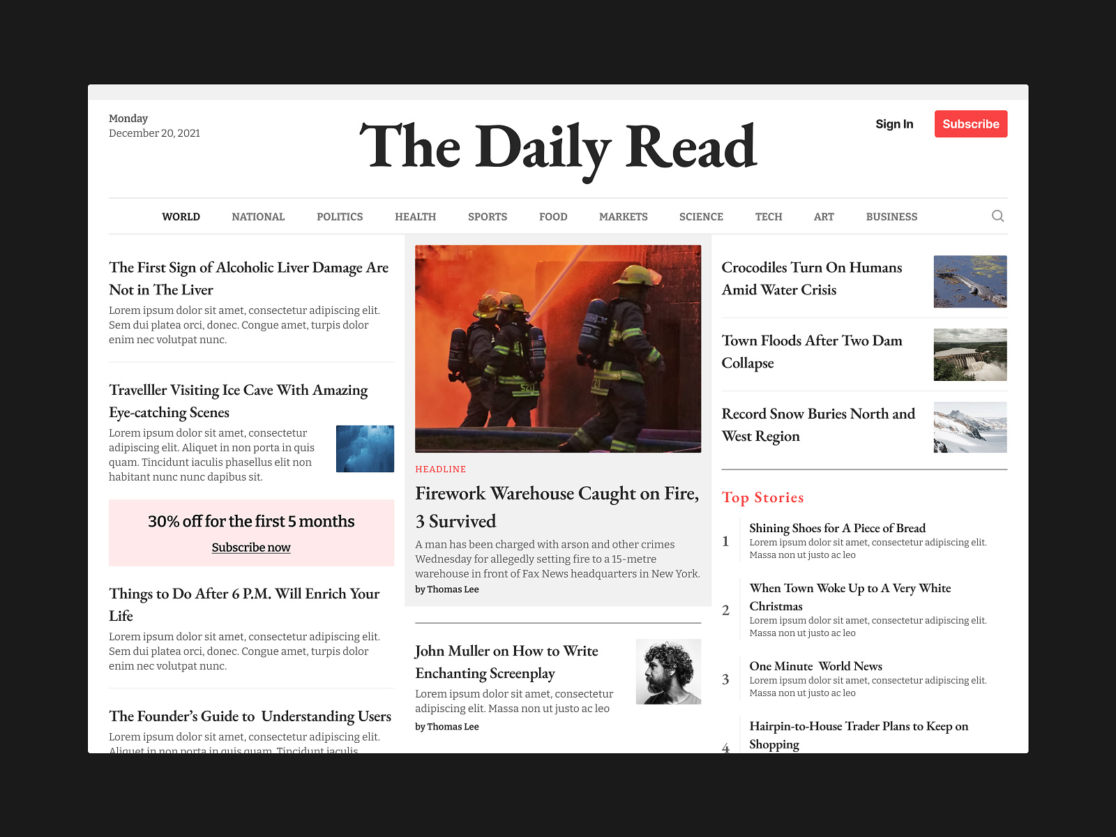 News Landing Page by Antonius Aldo Pradana on Dribbble