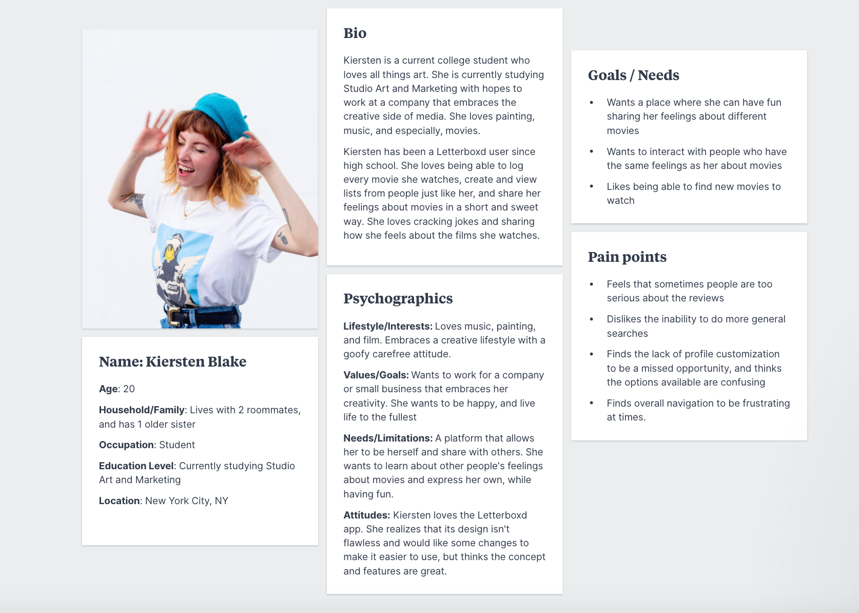 Letterboxd UI/UX Redesign - User Personas by Ashley Less on Dribbble