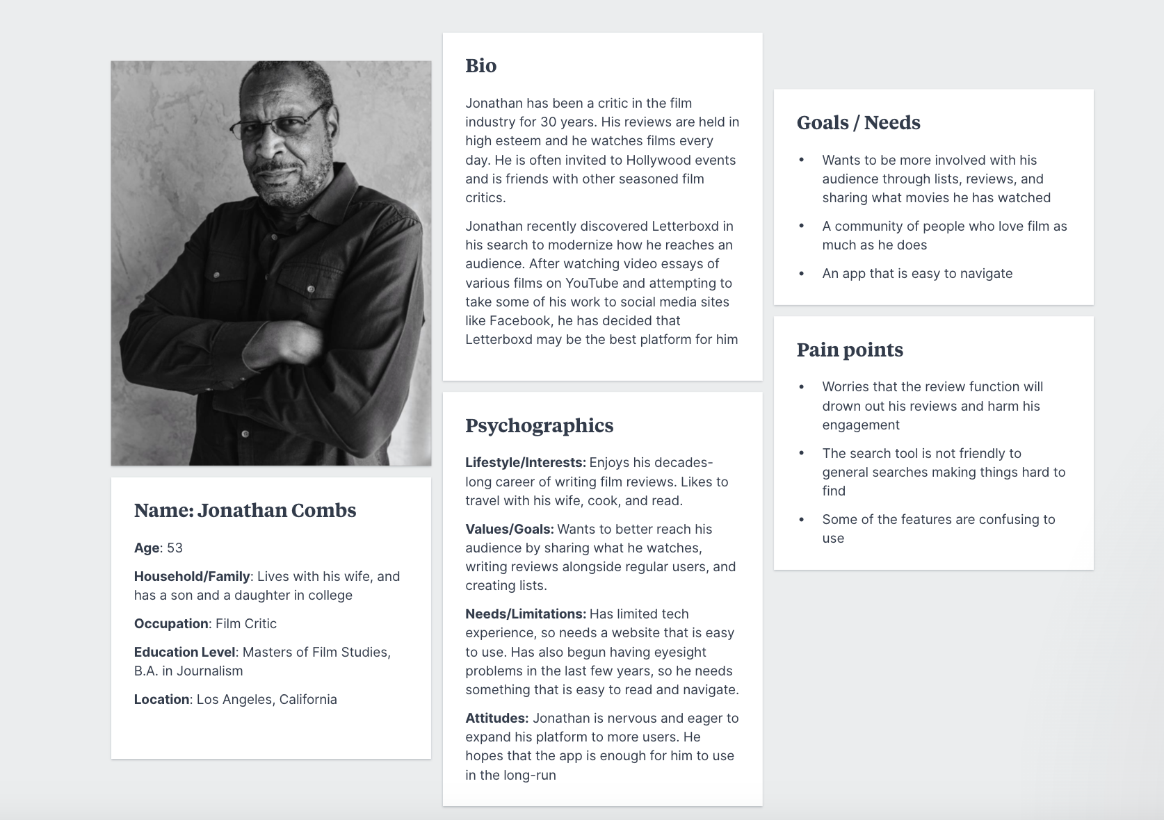 Letterboxd UI/UX Redesign - User Personas by Ashley Less on Dribbble
