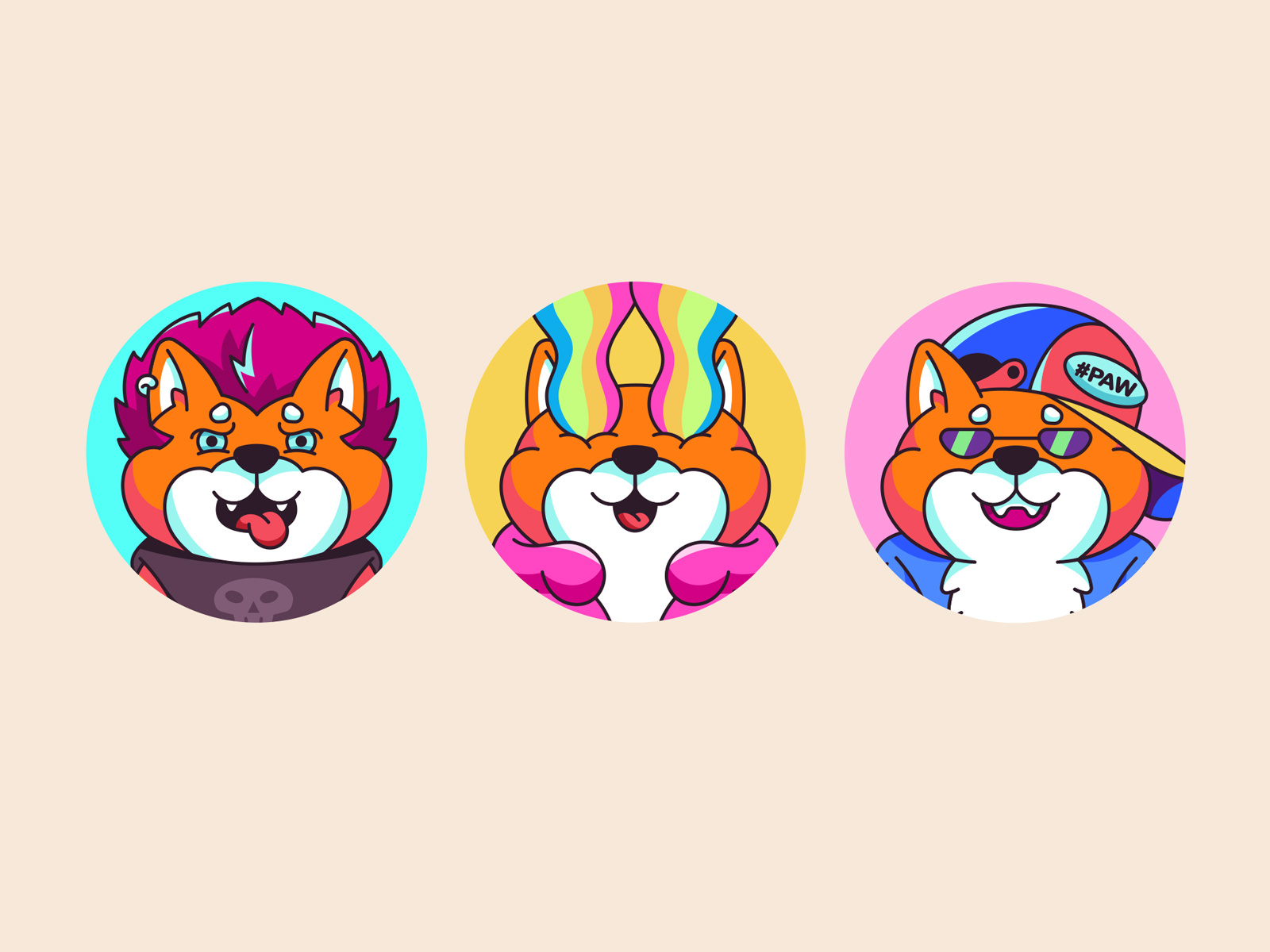 2d nft character design avatars, vector illustrations, Shibu inu by ...