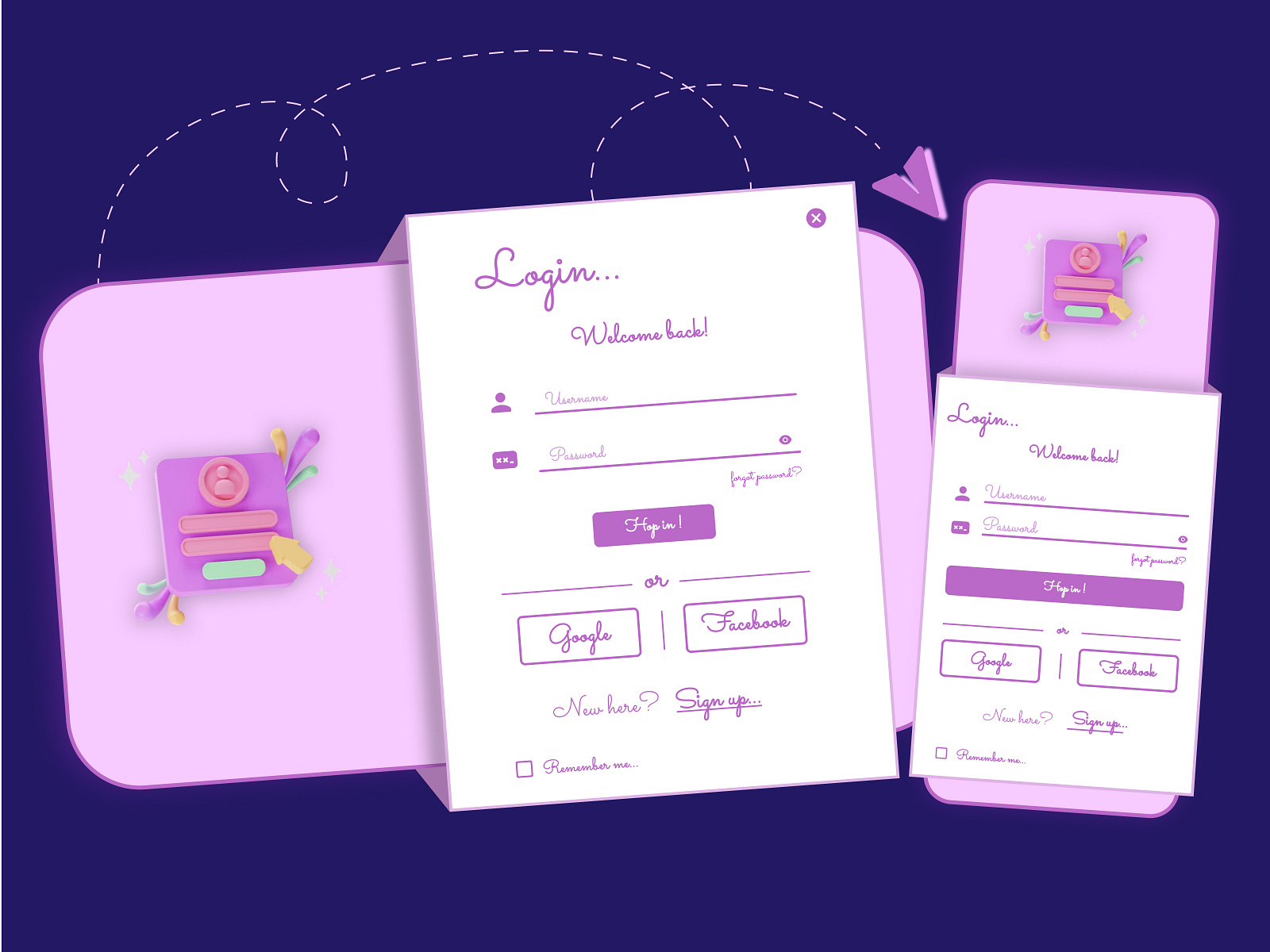 Responsive Login/Signup UI by Abhishek Agarwal on Dribbble
