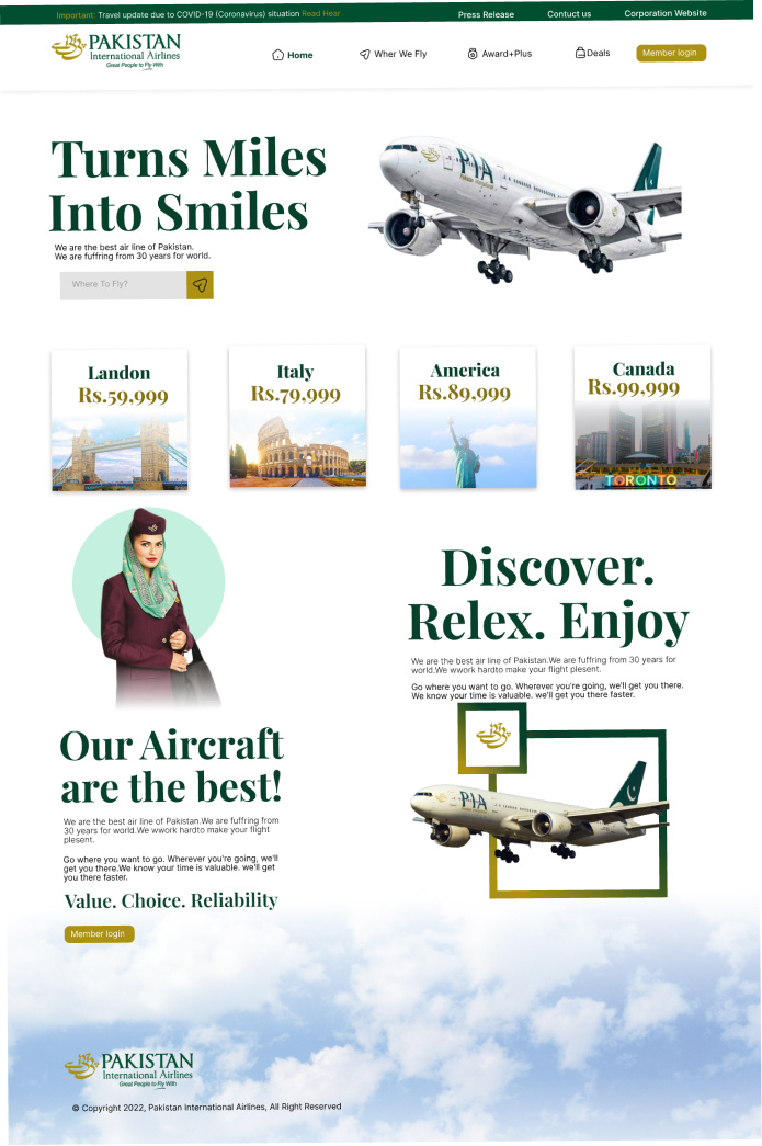 Airline Website UI by Bilal Zafar on Dribbble