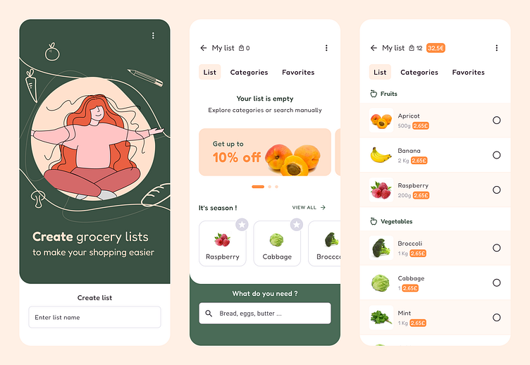 Grocery List App by Sarah Maurey on Dribbble