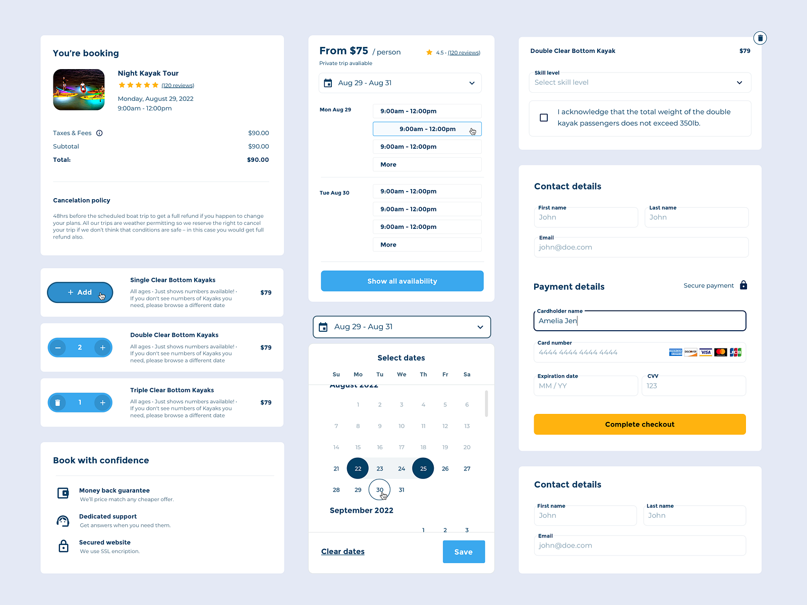 Booking components by Alex Lauderdale on Dribbble