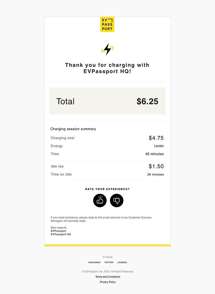 EV Charging Email Receipt by Aaron Fisher on Dribbble
