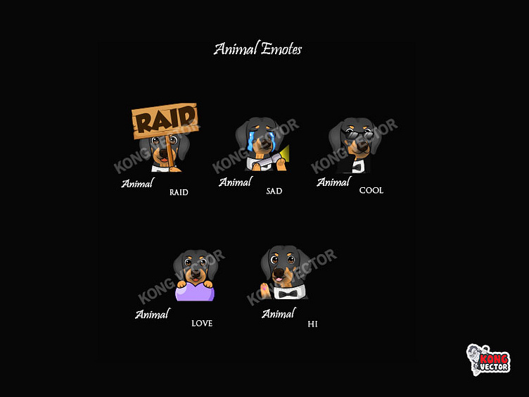 Animal Twitch Emotes by Kong Vector on Dribbble