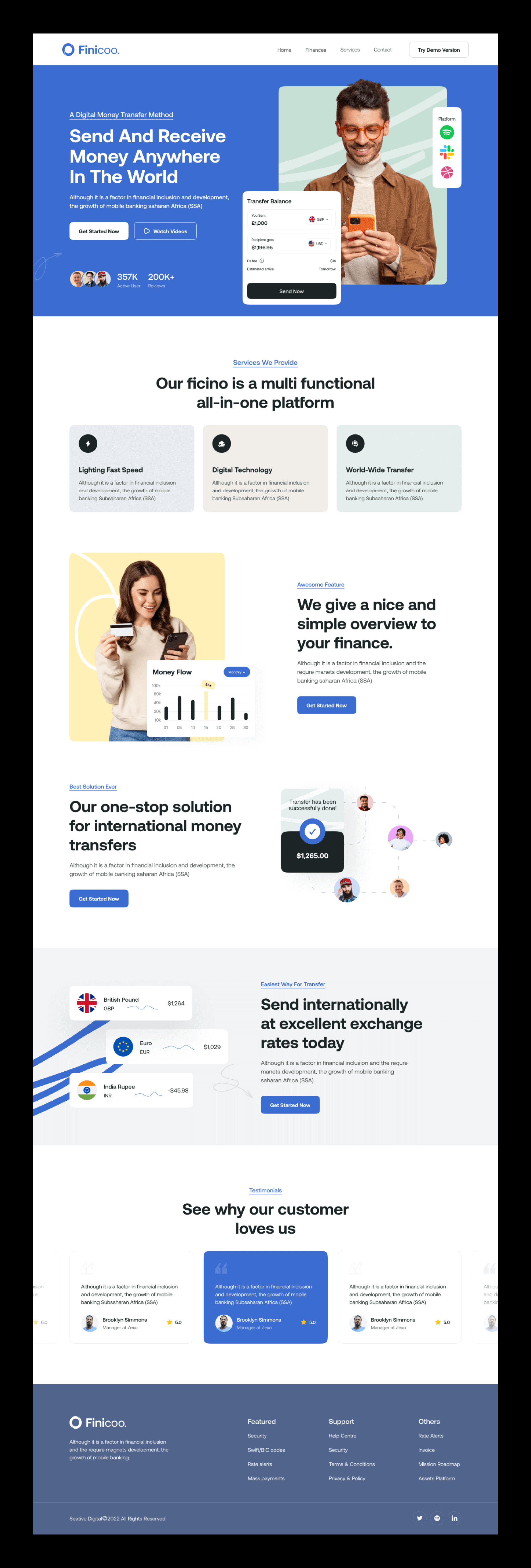 Fintech Website: Finicoo Landing Page by Seative Digital on Dribbble