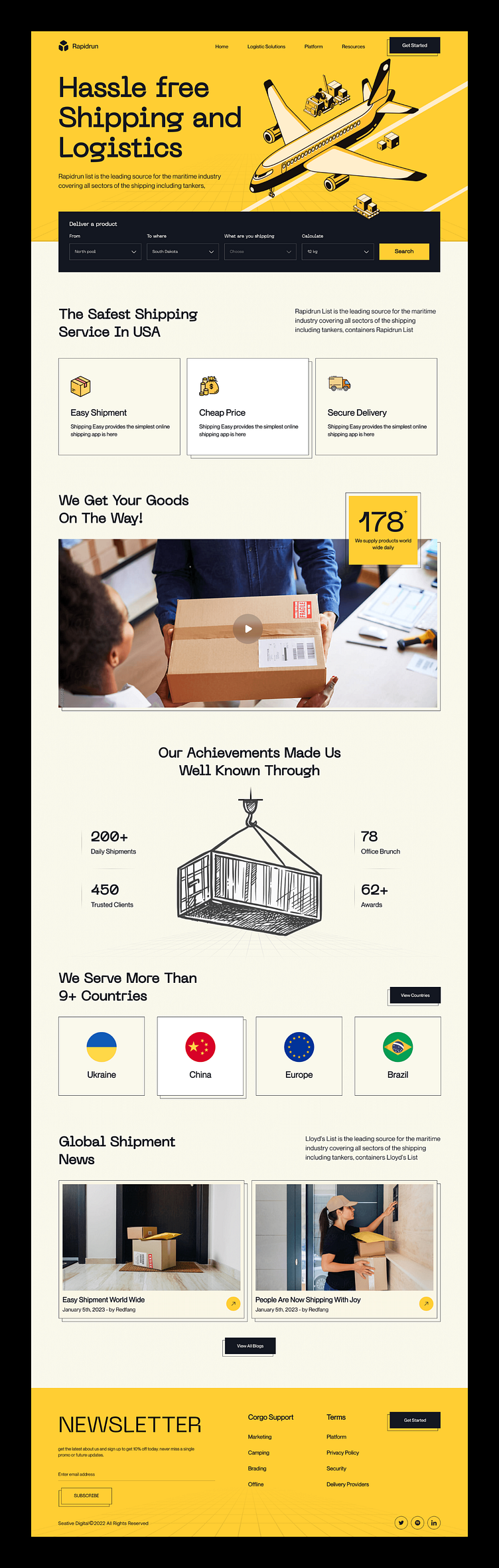 Logistic Website: Rapidrun Landing Page by Subash Chandra for Seative Digital on Dribbble