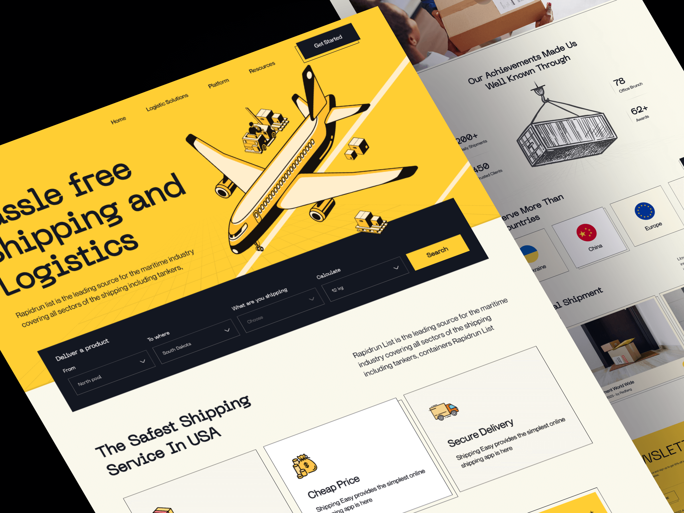 Logistic Website: Rapidrun Landing Page by Subash Chandra for Seative ...