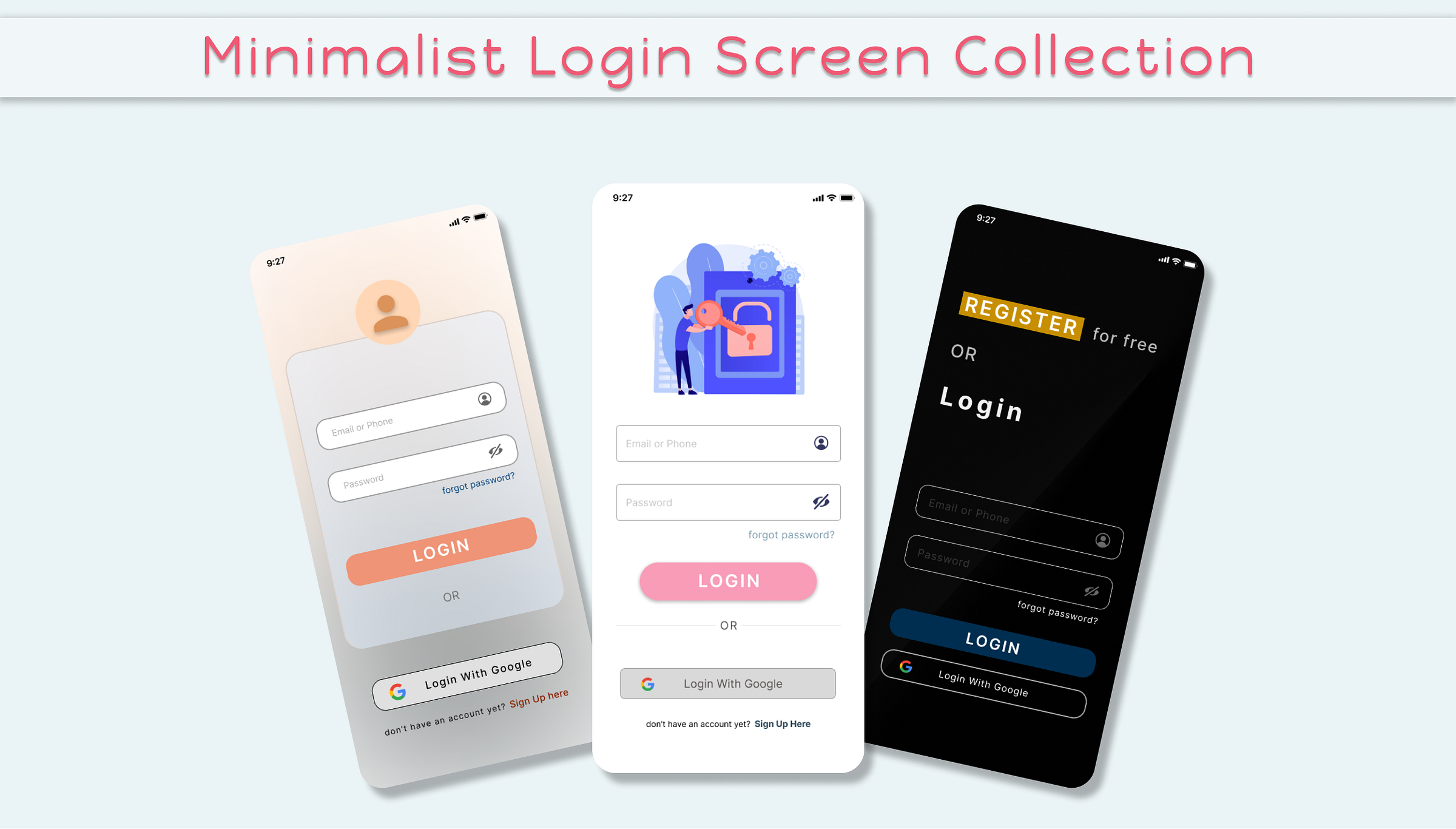 Minimalist Login Screen Collection by Kumardip Saha on Dribbble