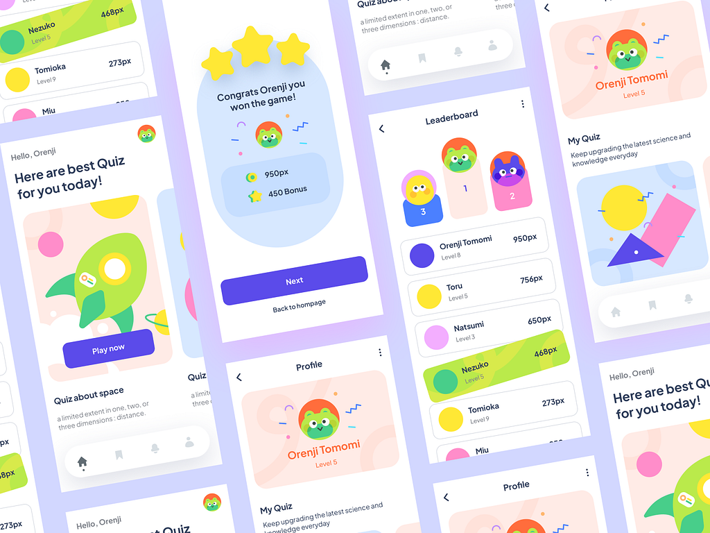 Quiz Apps Design by Randompopsycle for Orenji Studio on Dribbble