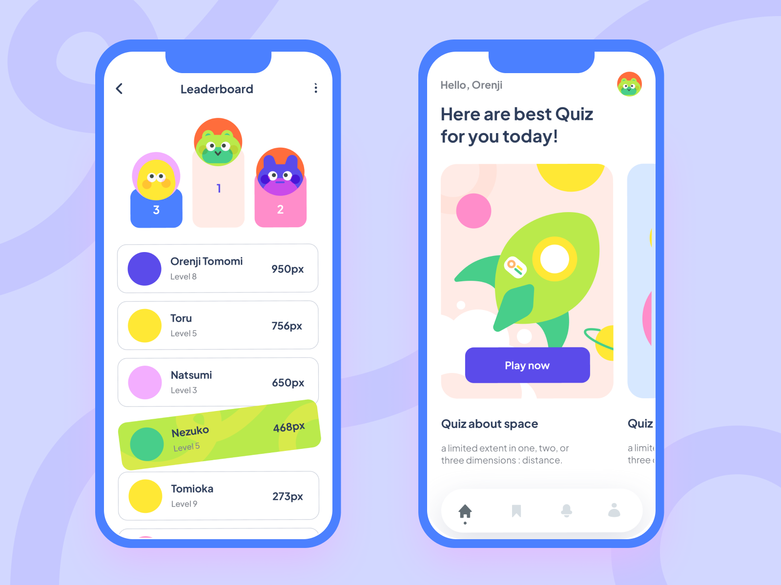 Quiz Apps Design by Randompopsycle for Orenji Studio on Dribbble