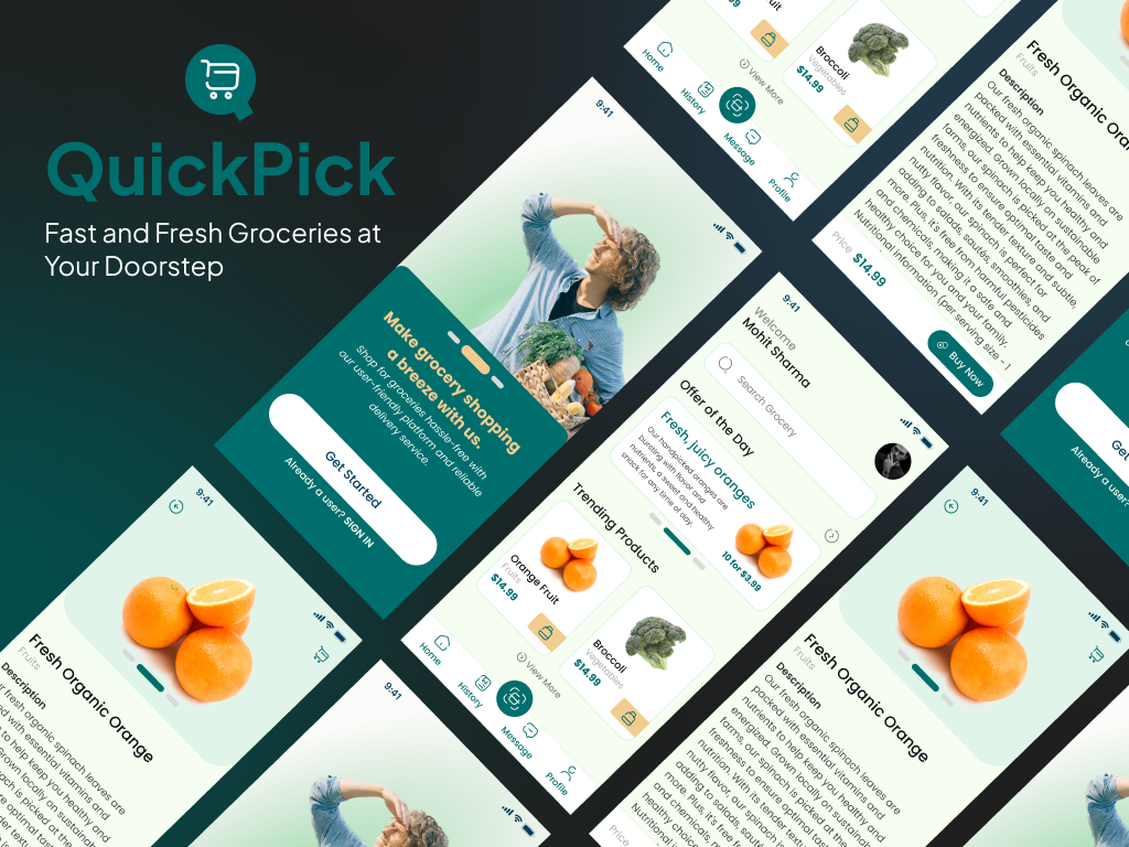 Quickpick grocery app by Gurwinder Singh on Dribbble