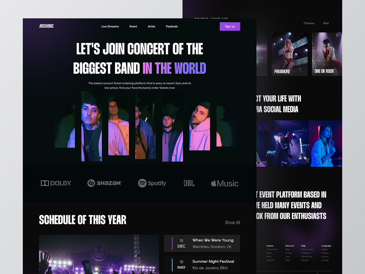 Music Website Designs Themes Templates And Downloadable Graphic Elements On Dribbble