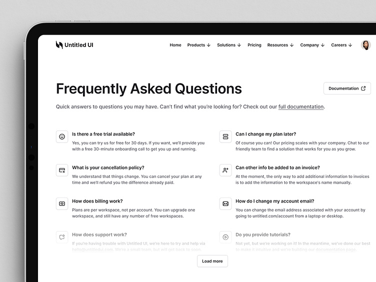 Frequently Asked Questions (FAQs) — Untitled UI by Jordan Hughes® on Dribbble