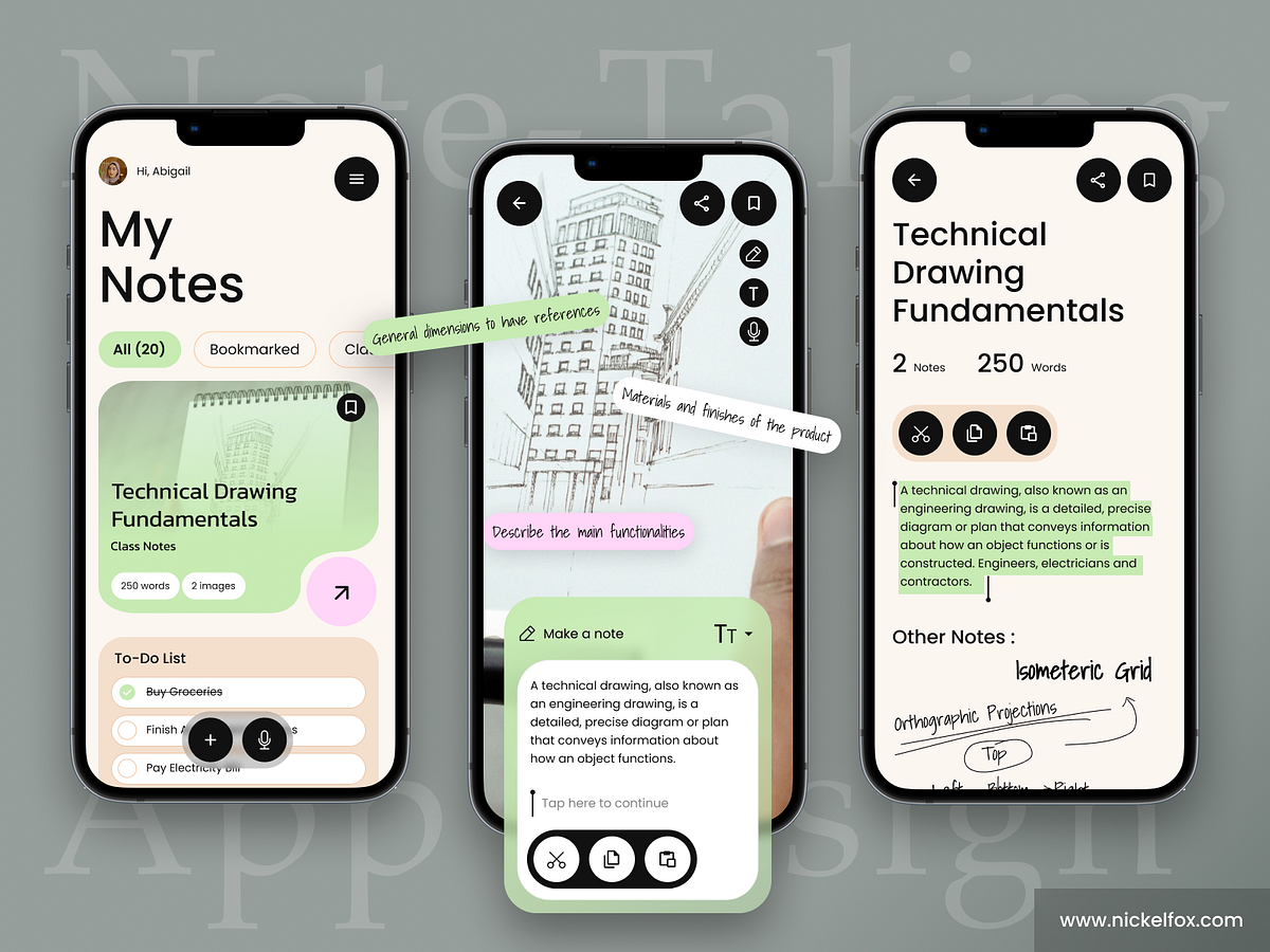 Note-Taking Mobile iOS App by Sanya Mall for NICKELFOX on Dribbble