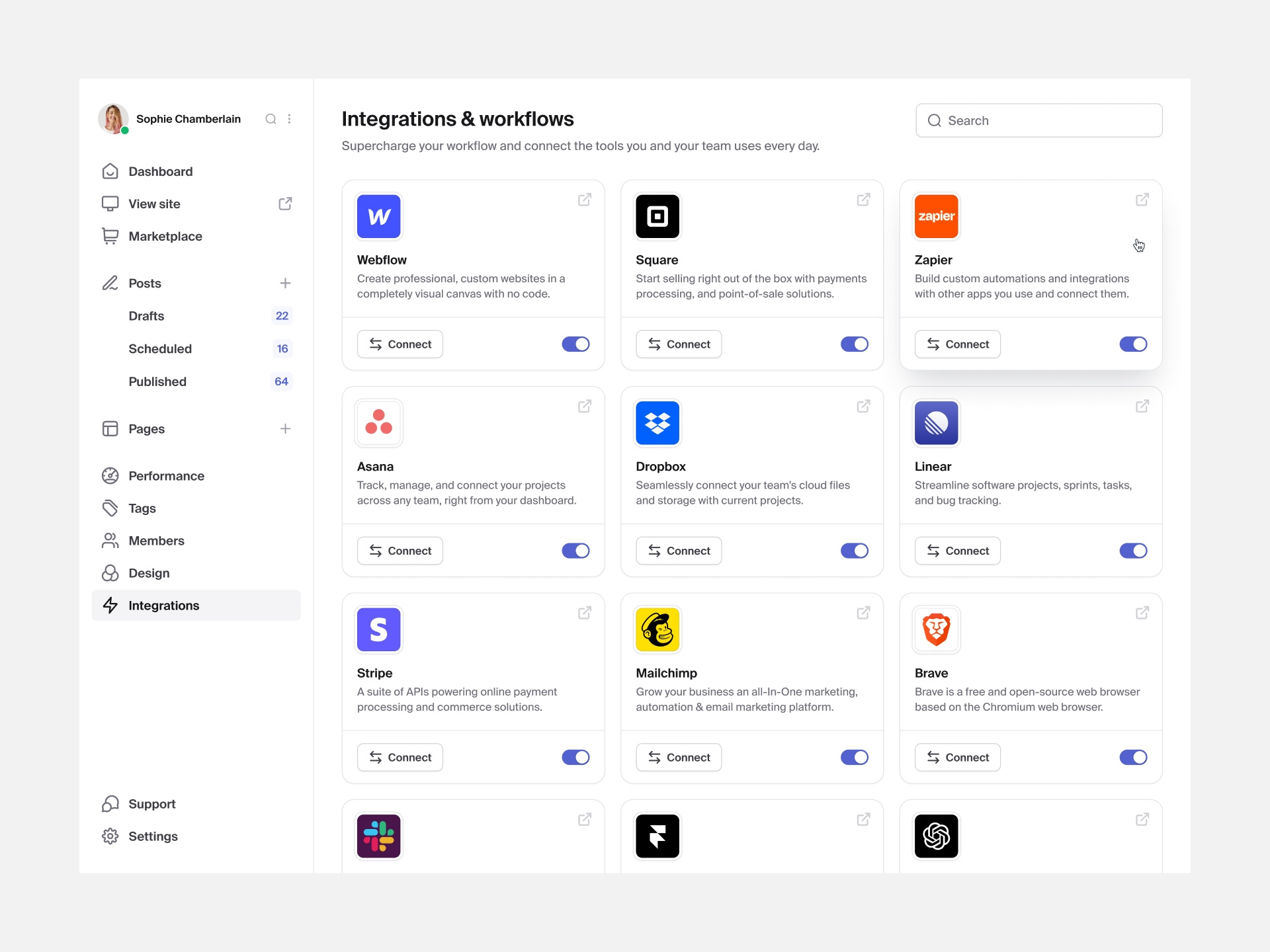 Integrations & workflows settings — Untitled UI by Jordan Hughes® on ...