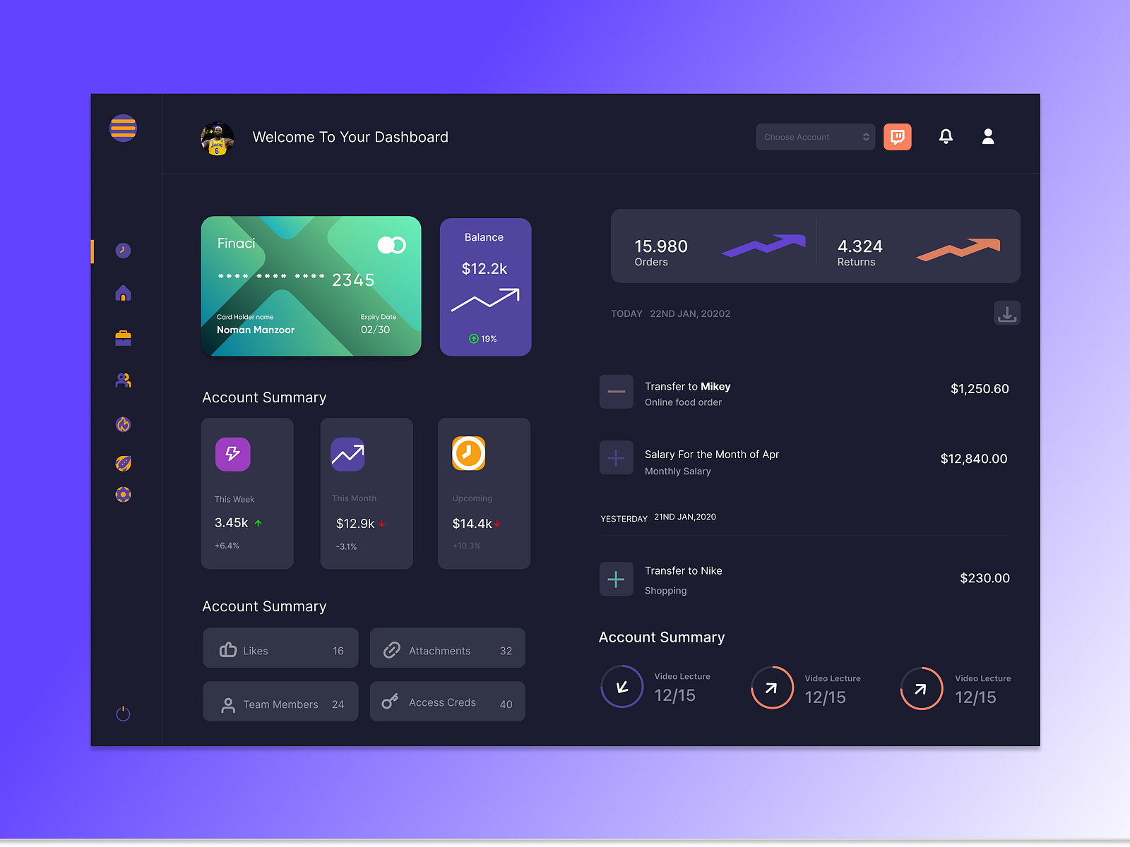 Fintech Dashboard Ui Concept By Hardik Harsh On Dribbble 