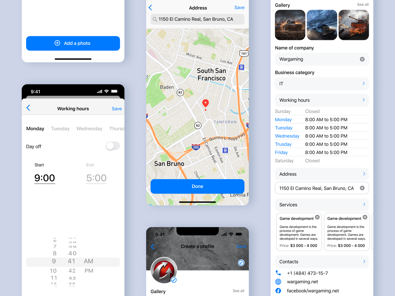 Create | Edit Business profile of the iOS app by Ekaterina Golosko on ...