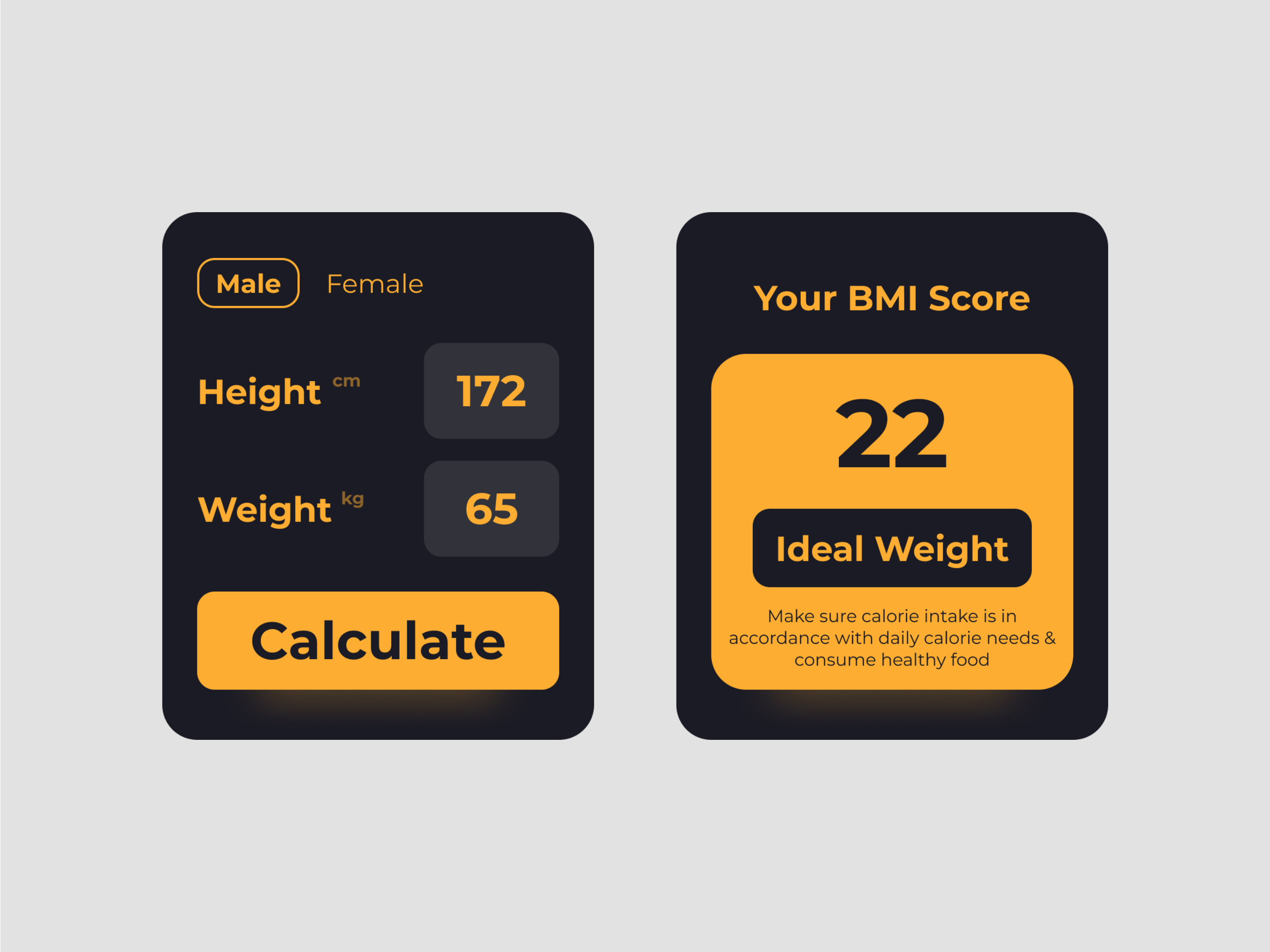 BMI Calculator - Daily UI 004 by Muhammad Arif Adhitya on Dribbble
