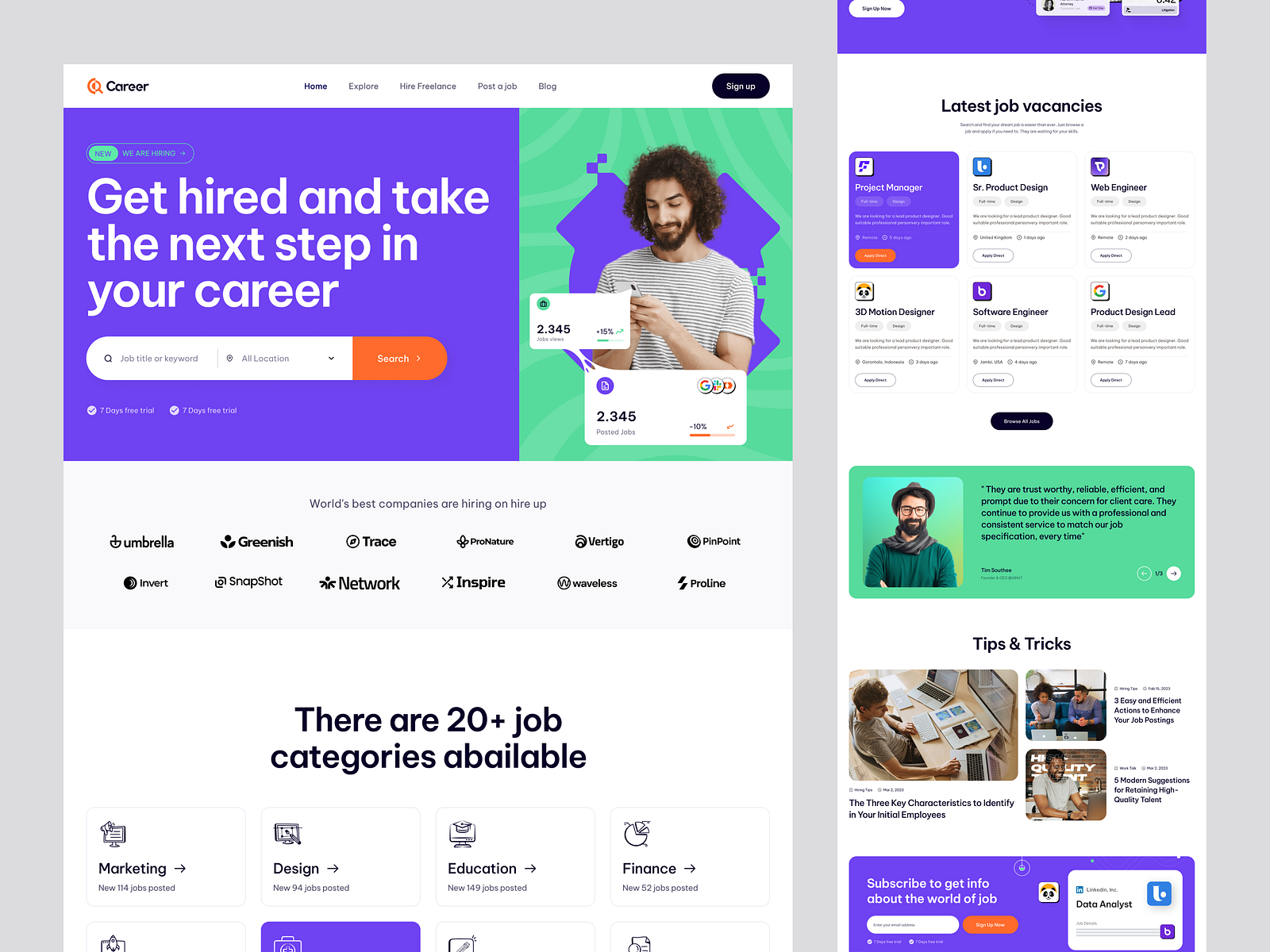 Career - Job Board Landing Page by M. Rahman for UIHUT - UI UX Design ...