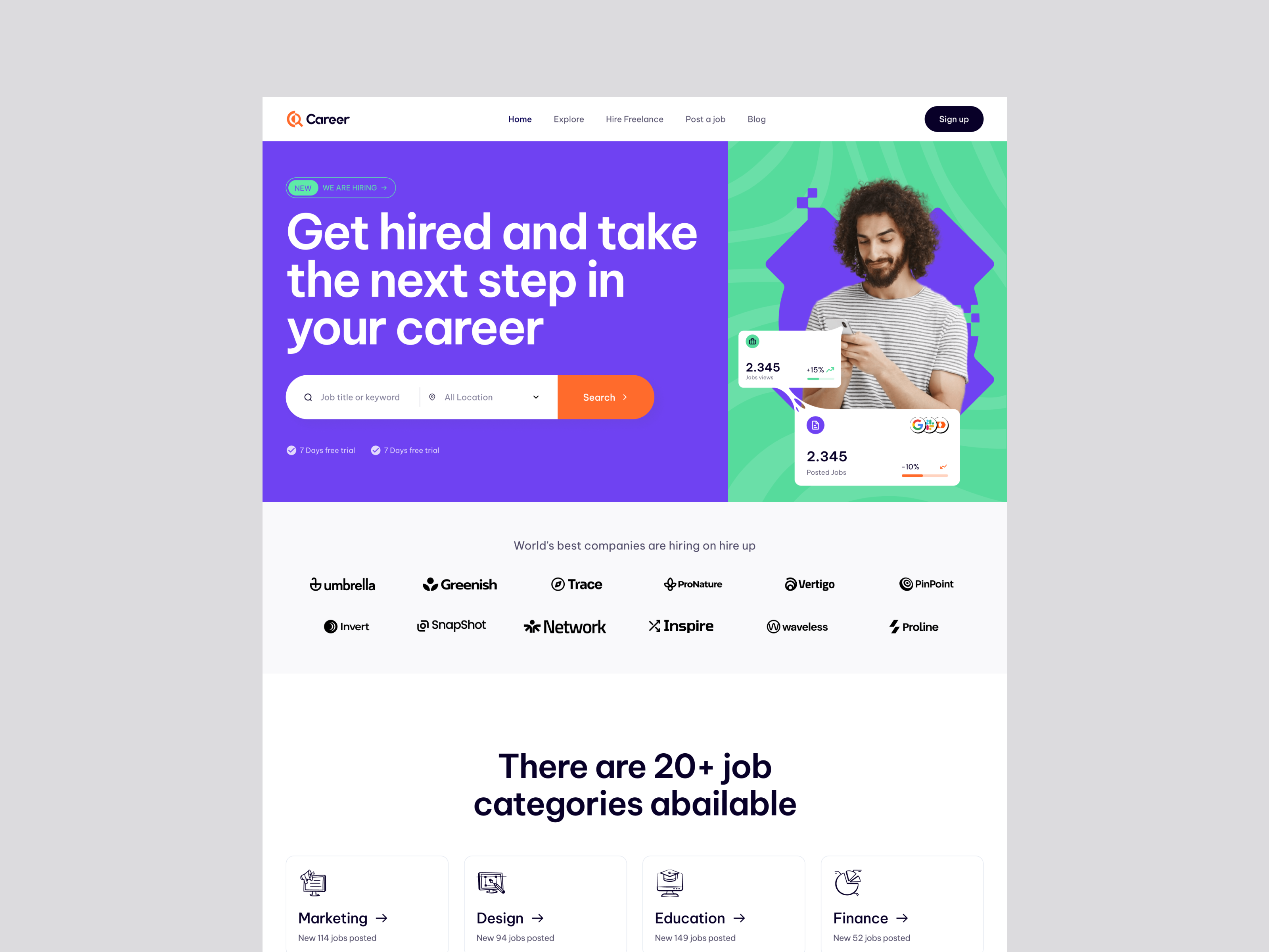 Career - Job Board Landing Page by M. Rahman for UIHUT - UI UX Design ...