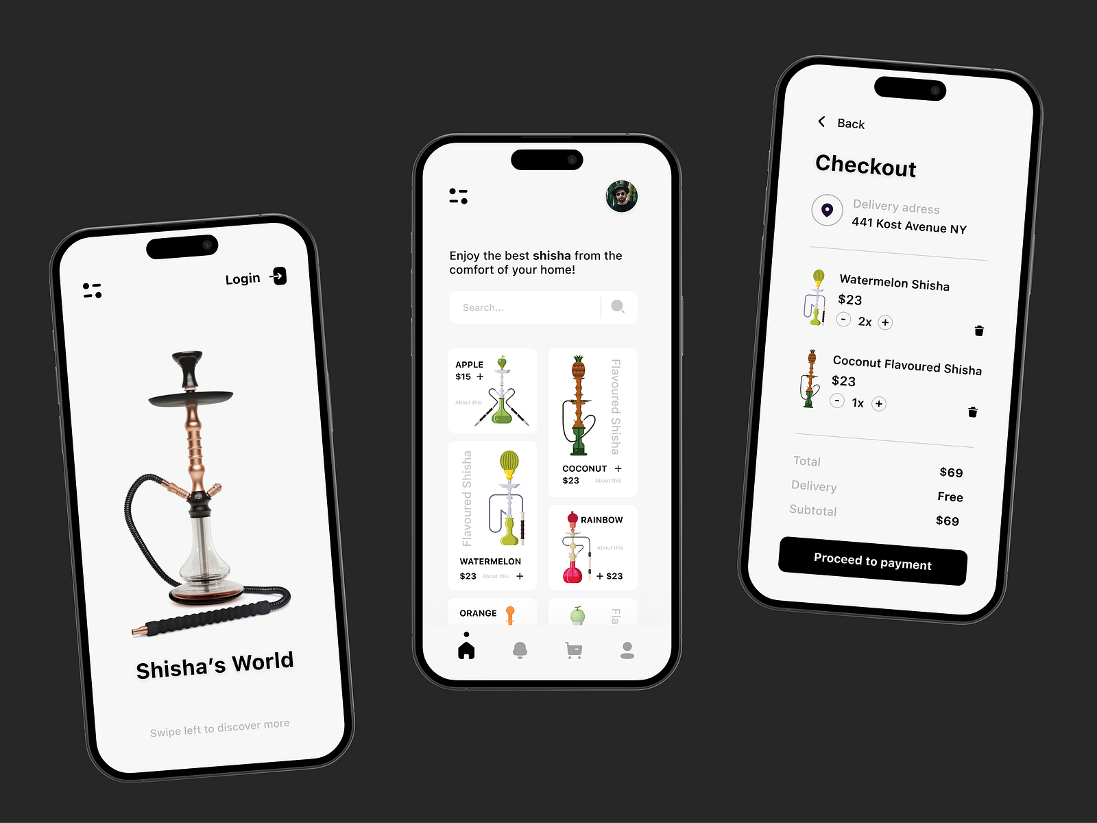 Shisha's World (Mobile App Design) 💨📱🚚 by Danciu David on Dribbble