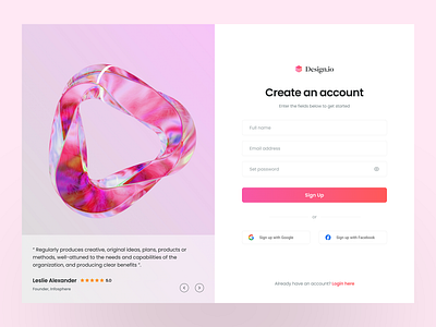 Create an account - Web Page Design by Ankit Nigam Design on Dribbble