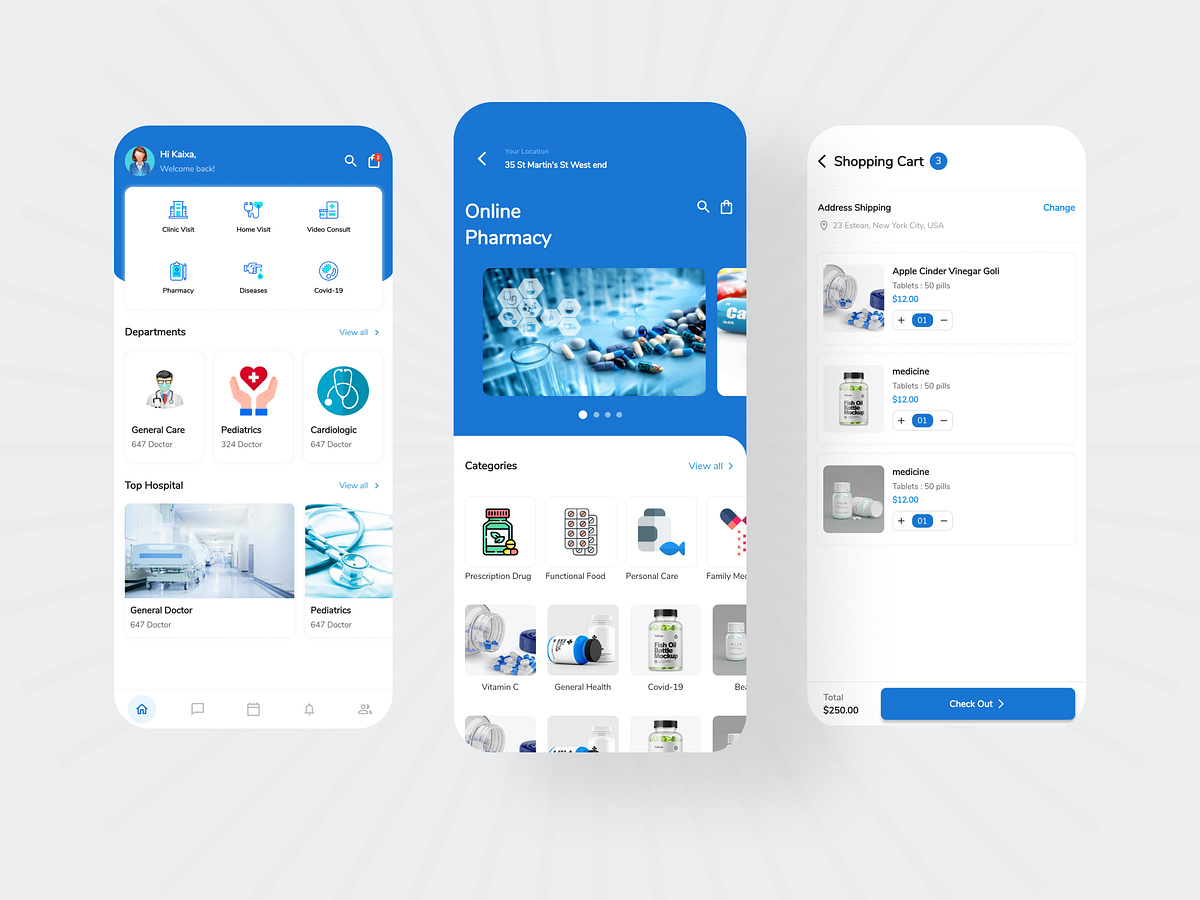 Medical app screen of ProKit Biggest Flutter UI kit by Iqonic Design on Dribbble