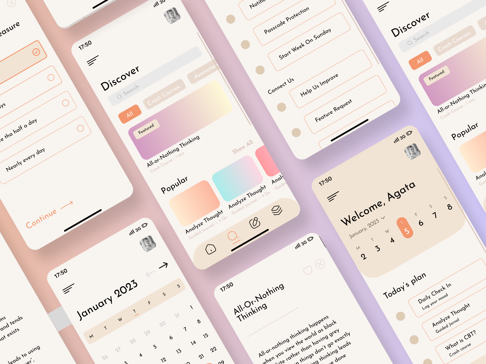 CBT Thought Diary / Mobile app redesign by Liza Baranovskaya on Dribbble