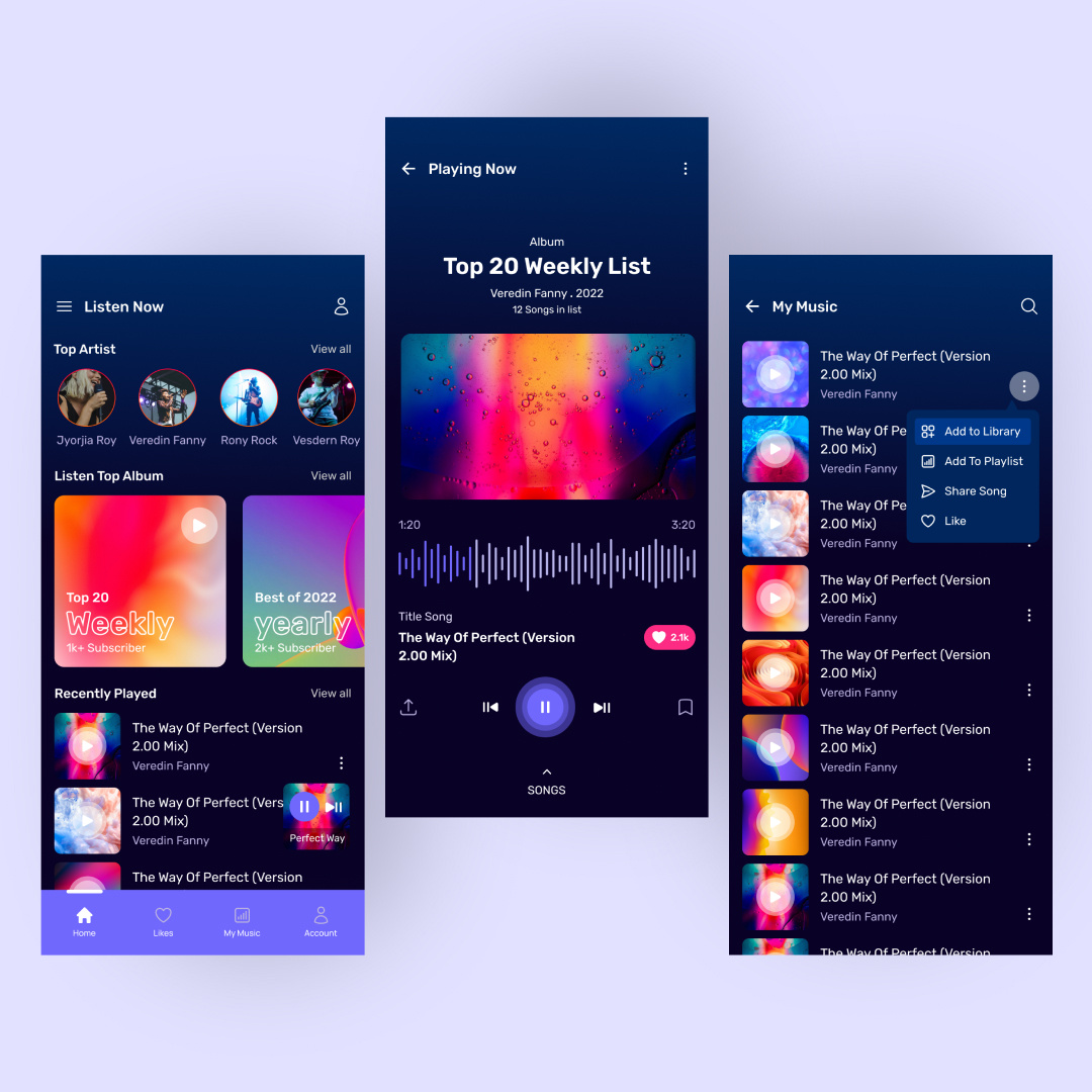 Music App Light And Dark Mode by Sakshi pandey on Dribbble