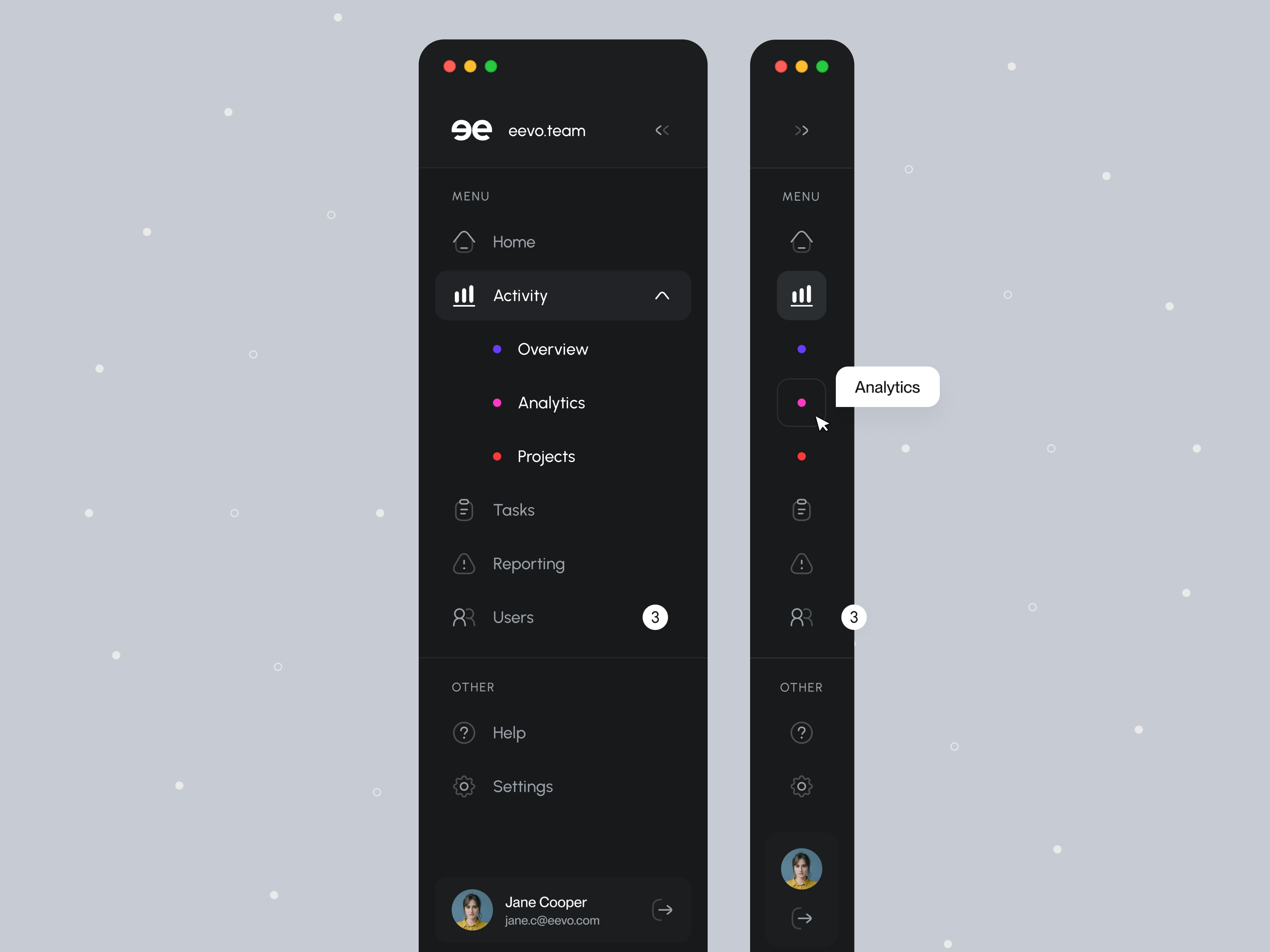 Sidebar Navigation by Marcin Grygierczyk on Dribbble