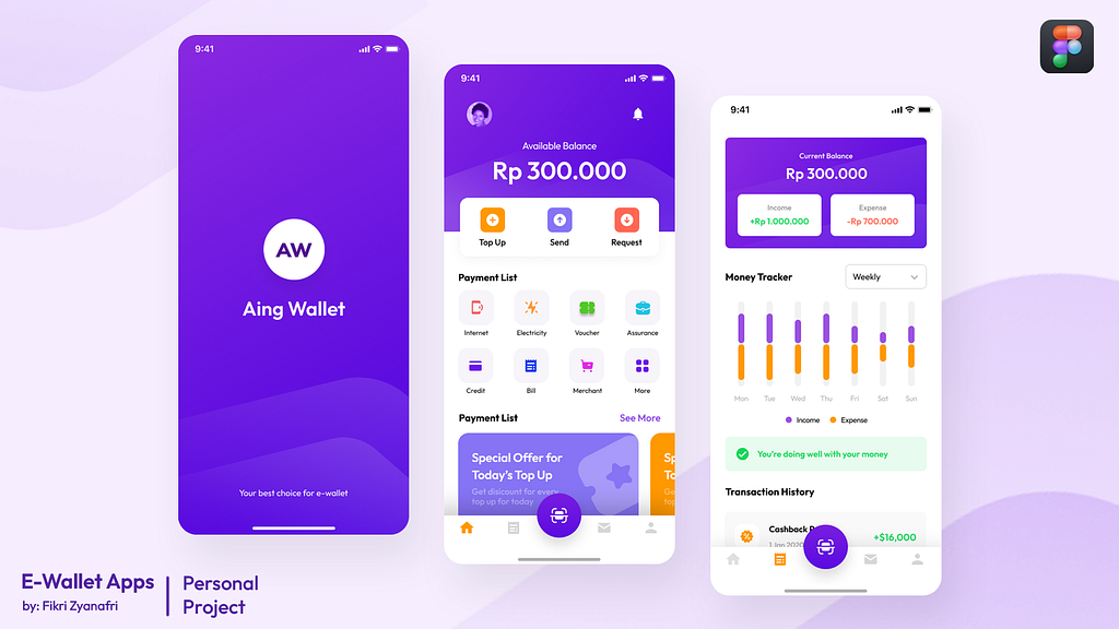 E-Wallet Mobile App UI Design by Fikri Zyanafri on Dribbble