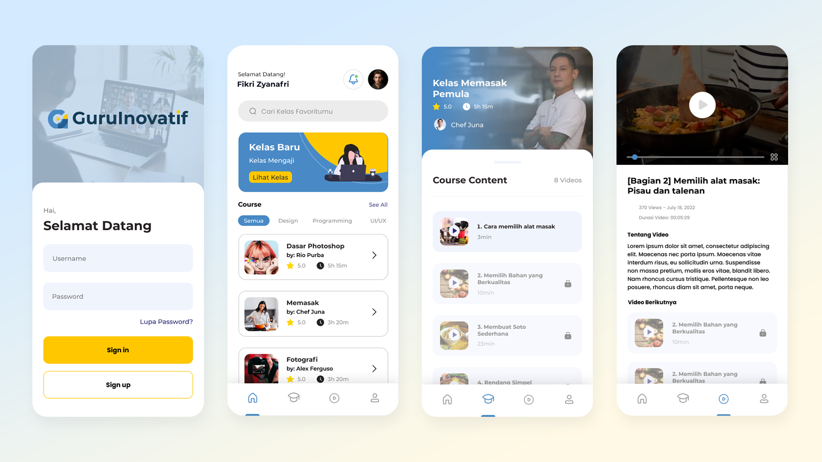 Online Course Mobile App UI Design by Fikri Zyanafri on Dribbble