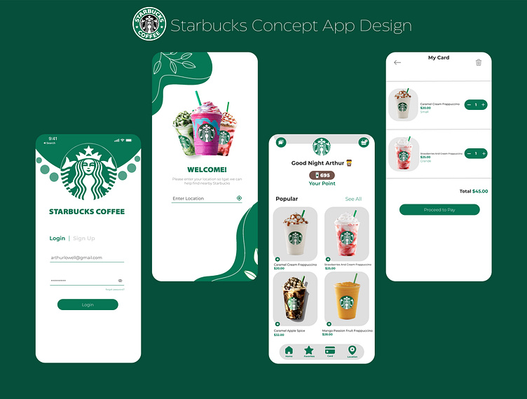 Starbucks Concept App UI Design by Kursat Pala on Dribbble