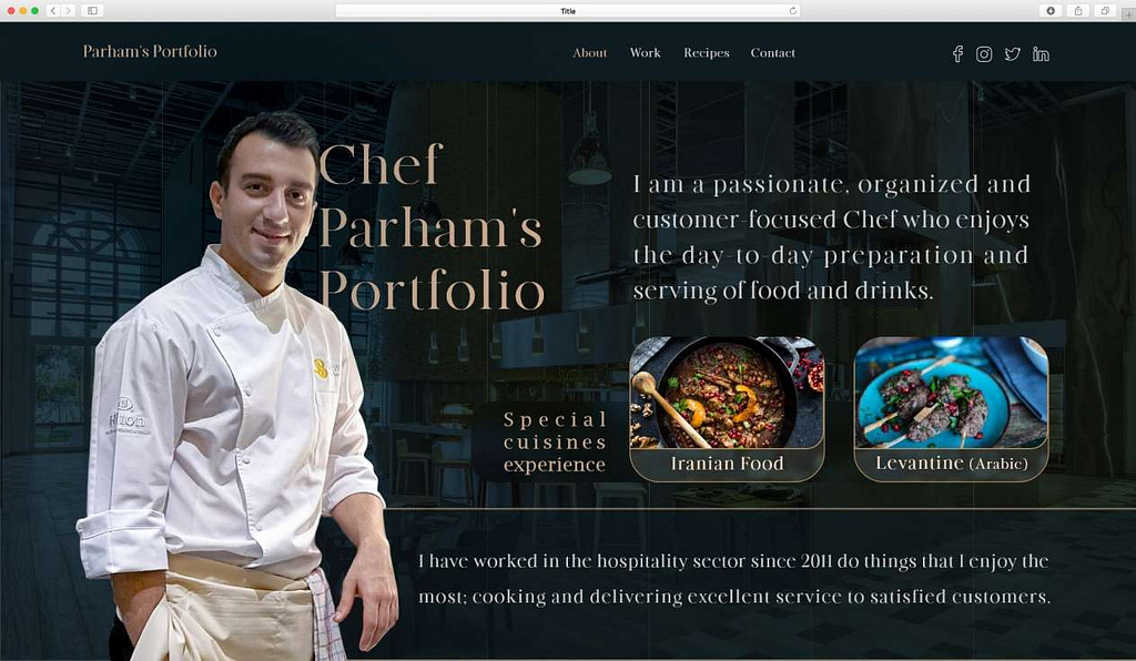 Chef’s Parham's Portfolio Landing page by Mohsen shoorabi on Dribbble