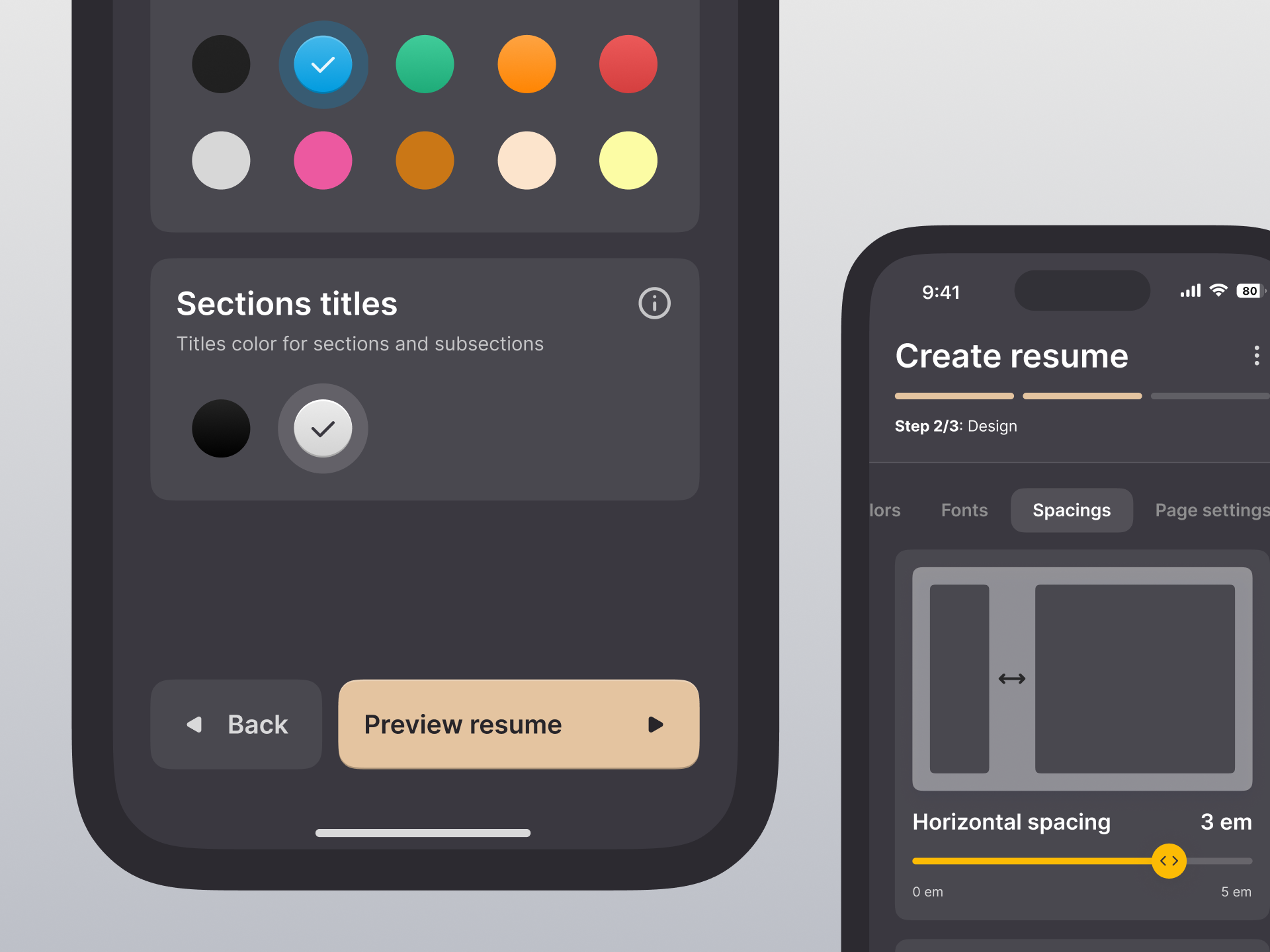 Resume builder app by Alex Shulyak on Dribbble