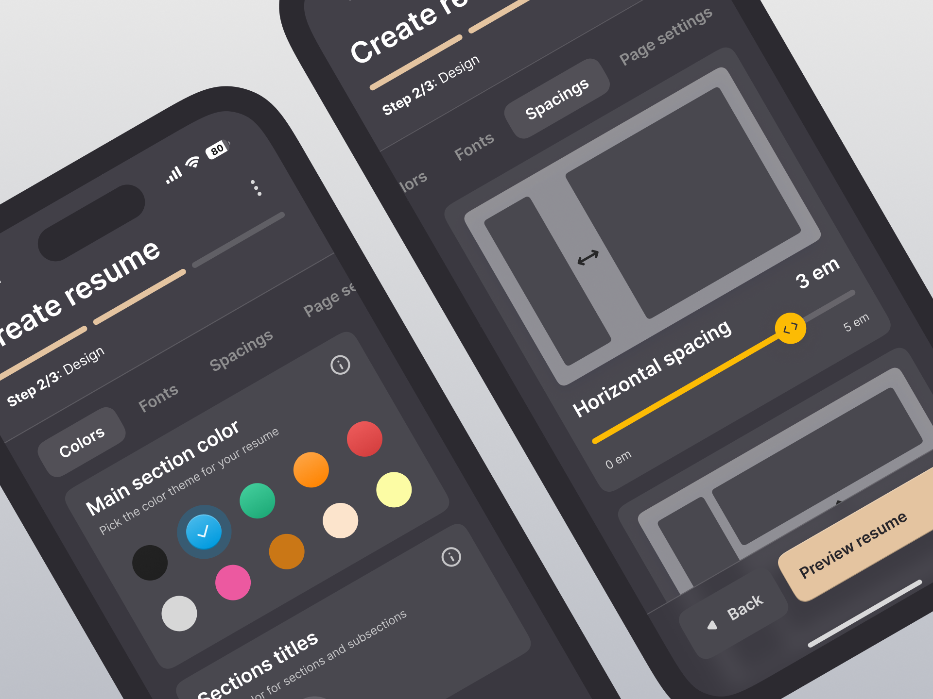 Resume builder app by Alex Shulyak on Dribbble