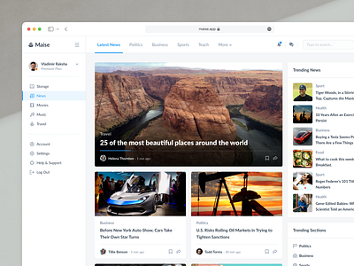 News - Productivity Web App by Vladimir Rakshâ on Dribbble