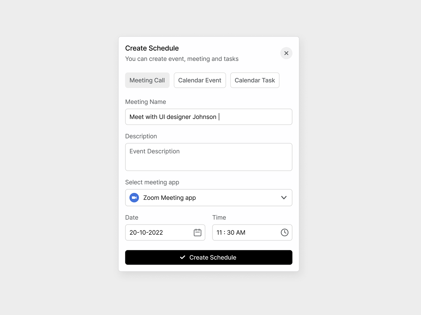 Create Schedule Component by Saasify design on Dribbble