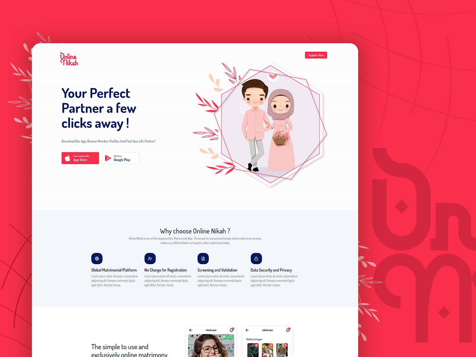 Online Nikah : Matrimonial App Landing Page / UI Design by Khaleel ...