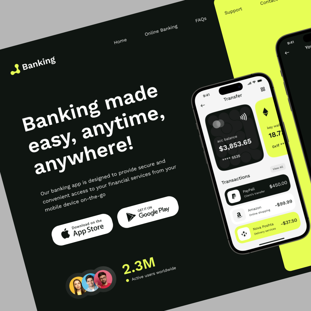 Banking Mobile App - Landing Page by Perevoz Design on Dribbble