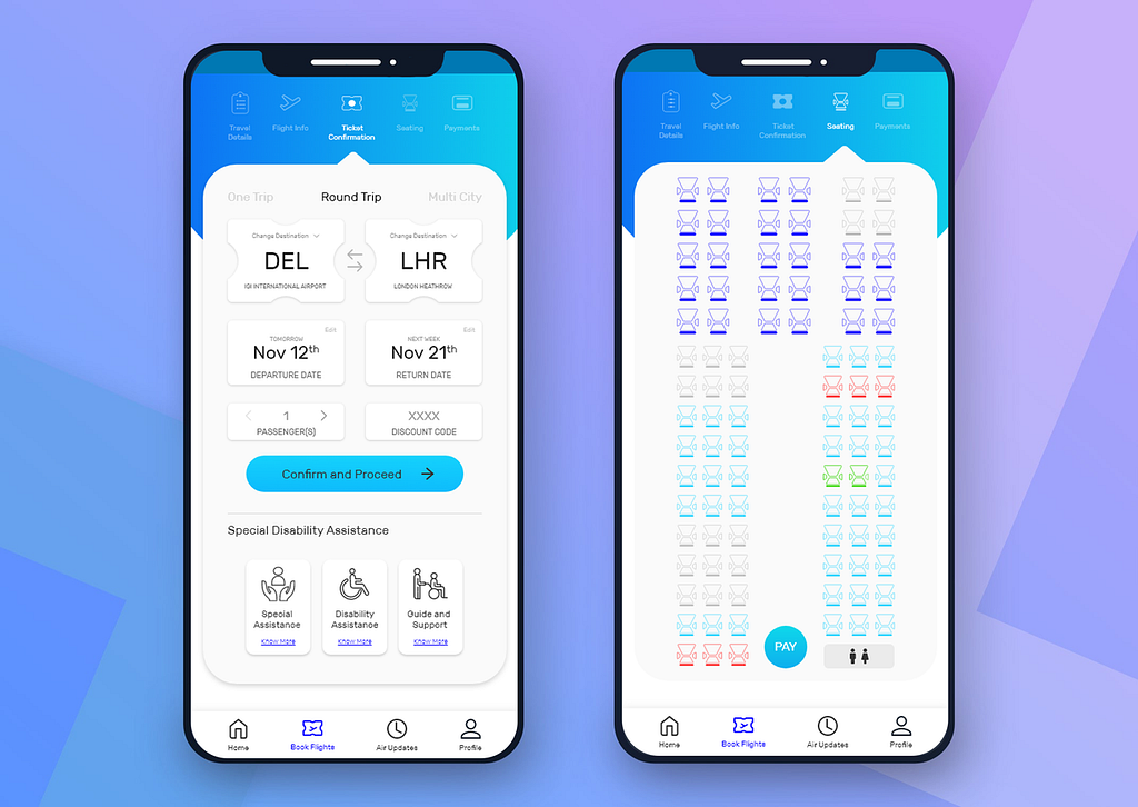 Domestic Flight Seat Booking APP UI Design by Sajjad Hossain on Dribbble