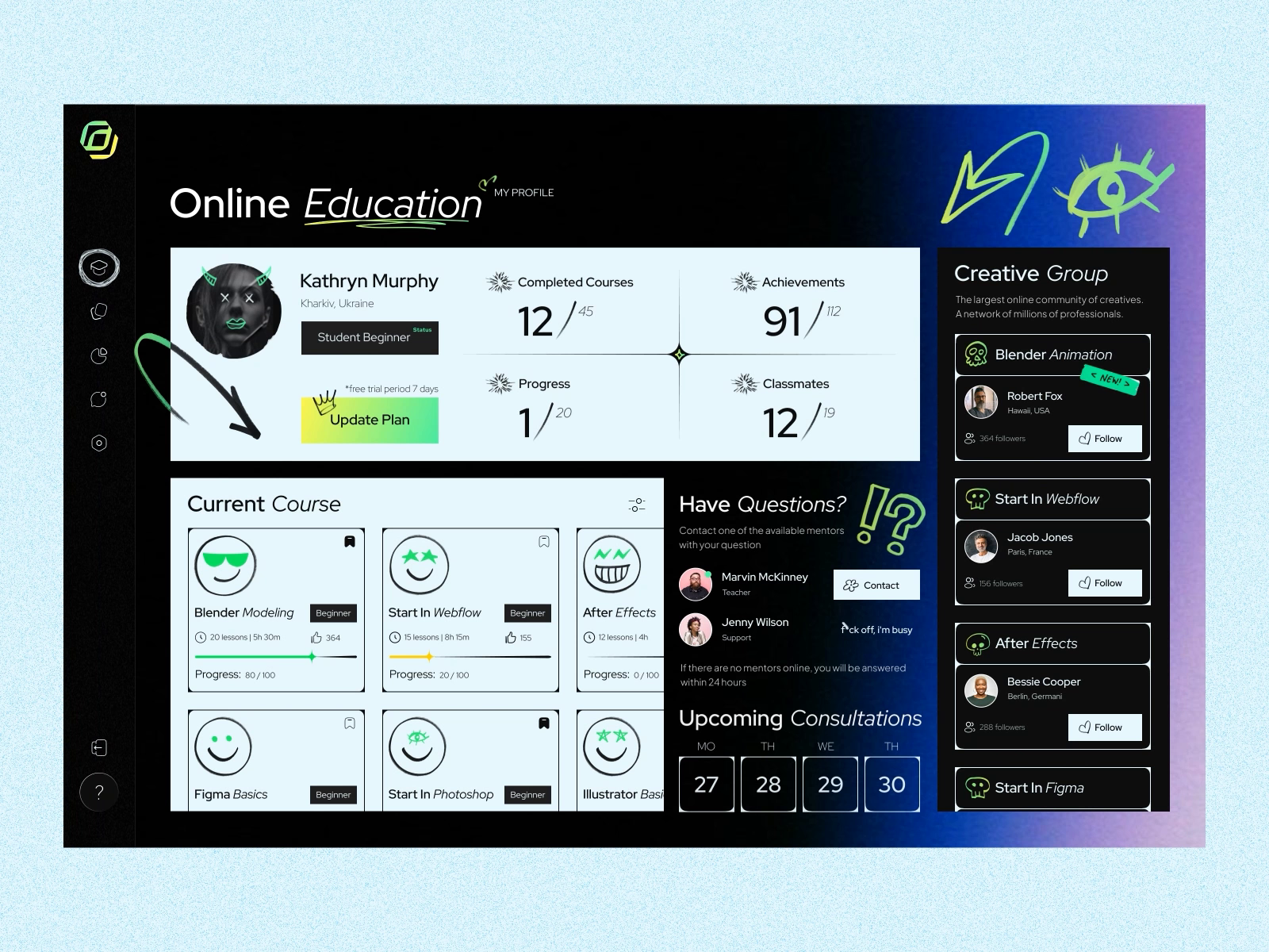 Online Education // Dashboard by BL/S® on Dribbble