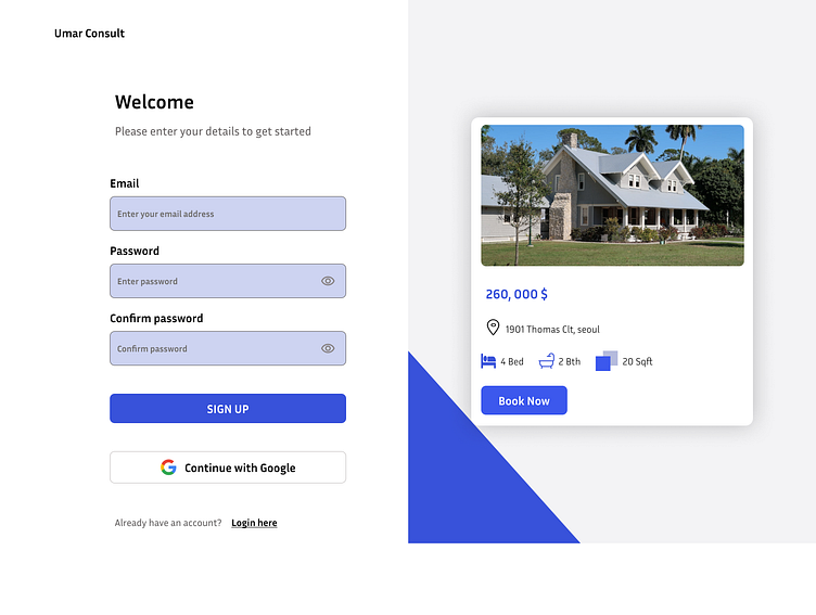 A real estate Login and sign up page by Umar faruq Adeshina on Dribbble